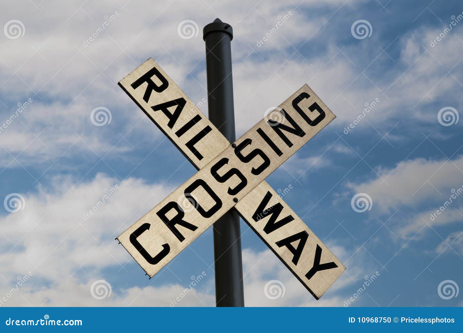 Railway Crossing Sign stock photo. Image of train, post - 10968750