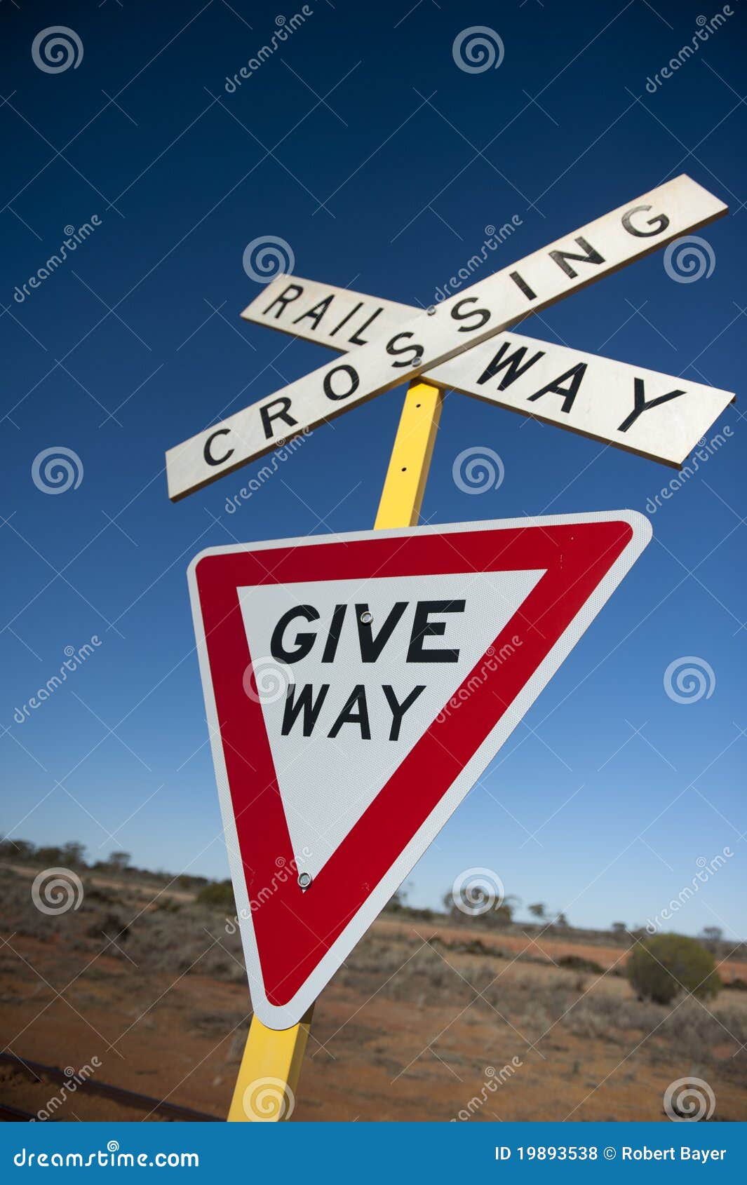 Railway Crossing Sign stock photo. Image of outback, clear - 19893538