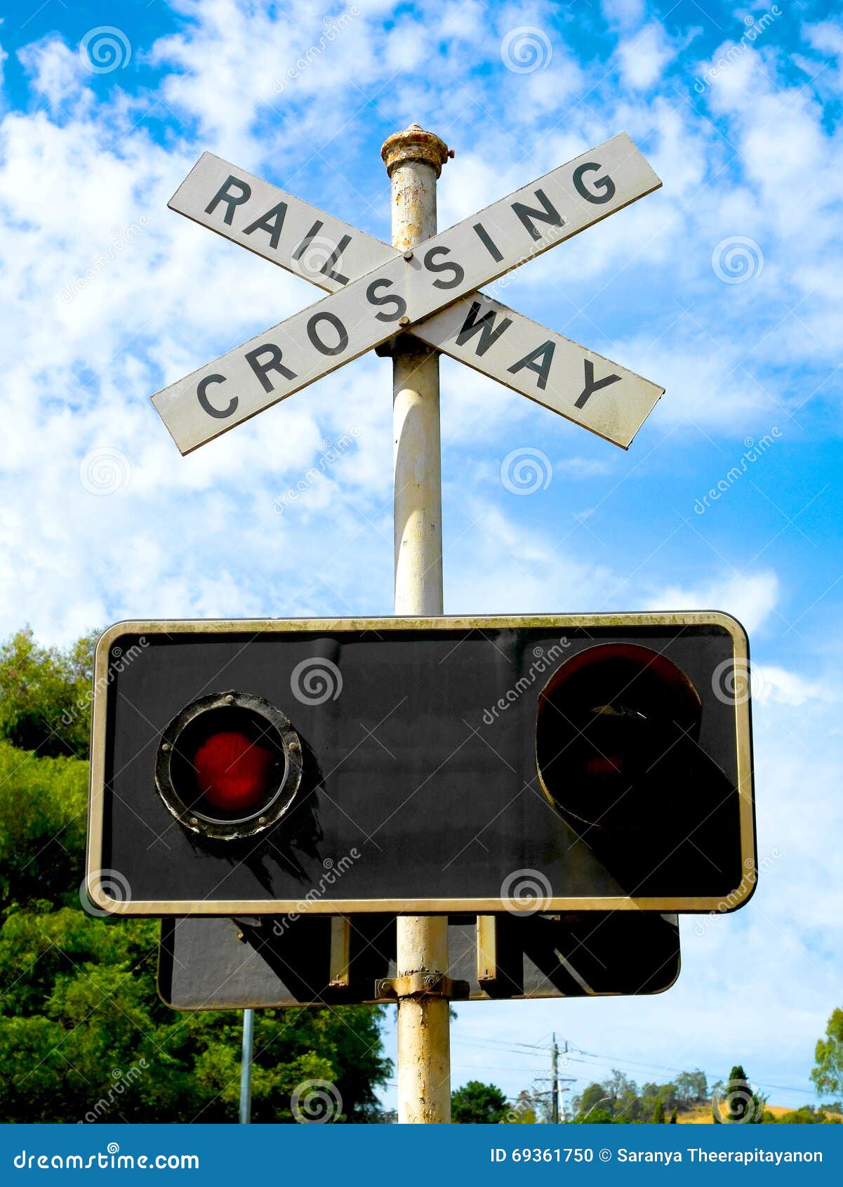 Railway crossing sign stock photo. Image of rural, light - 69361750