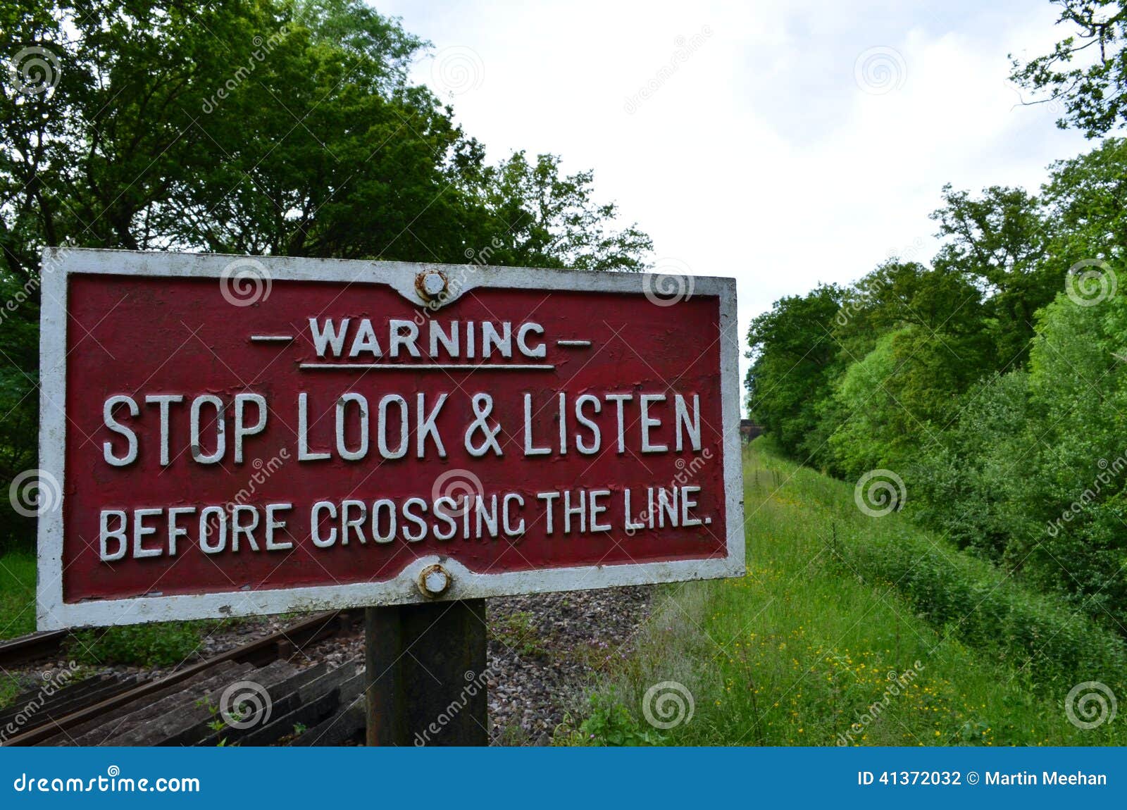 Railway crossing sign. stock photo. Image of pedestrian - 41372032