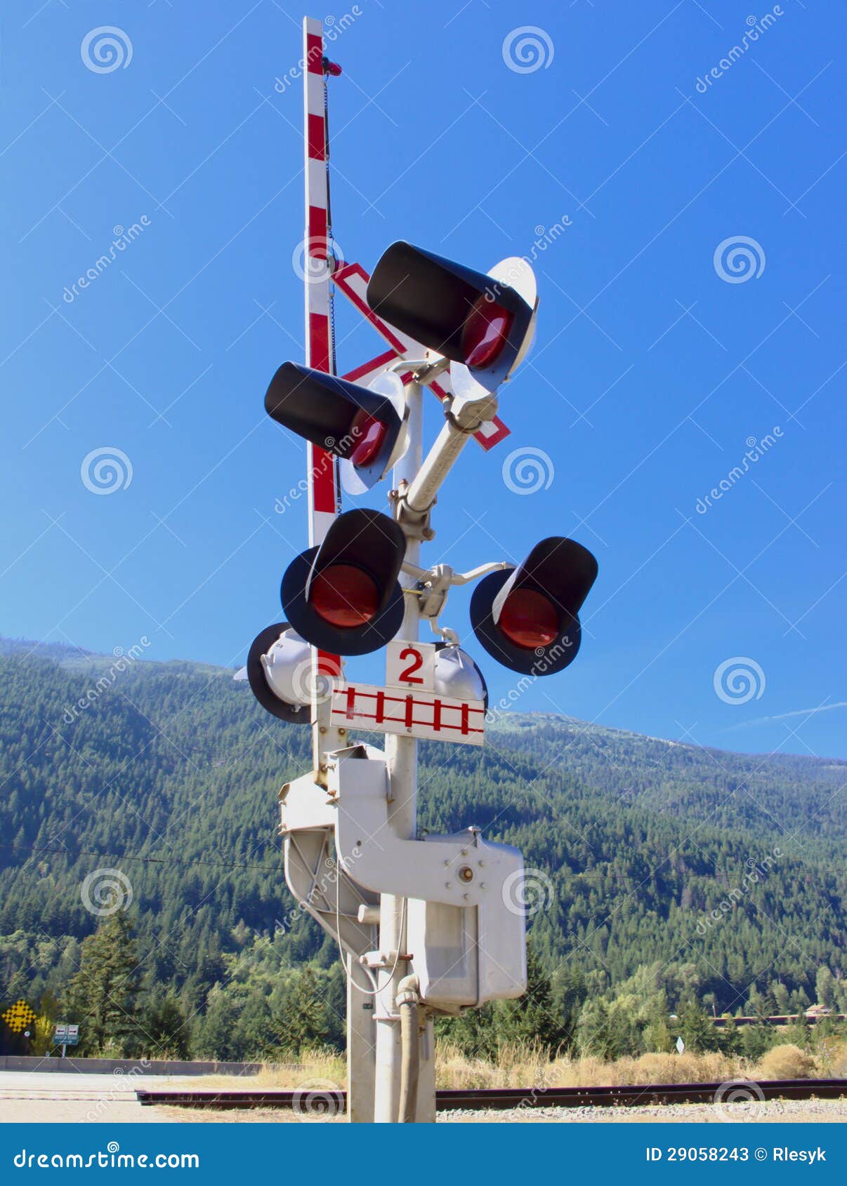Railway crossing signal stock image. Image of barrier - 29058243