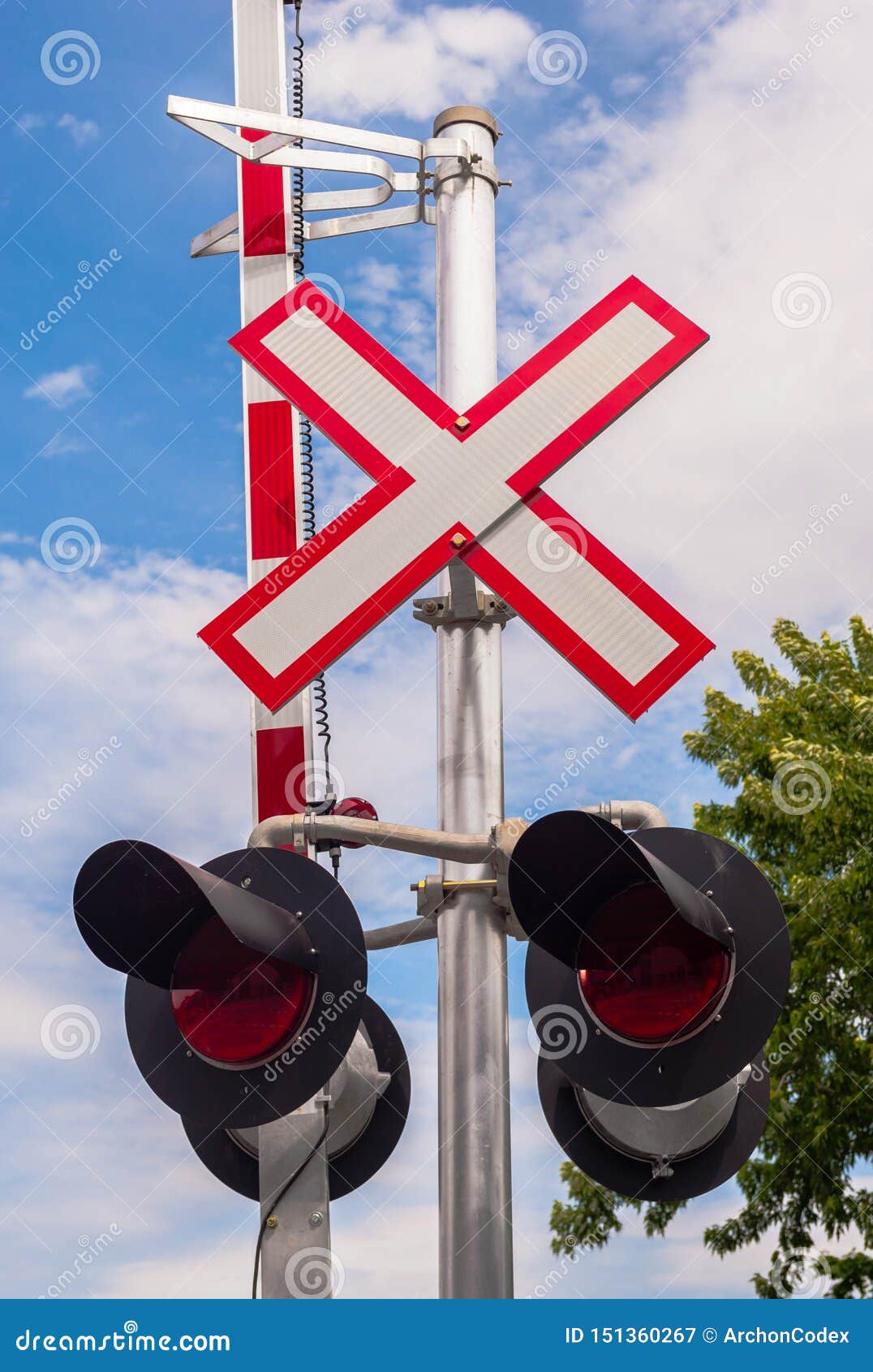 Railway Crossing Signals and Barrier Stock Image - Image of junction ...