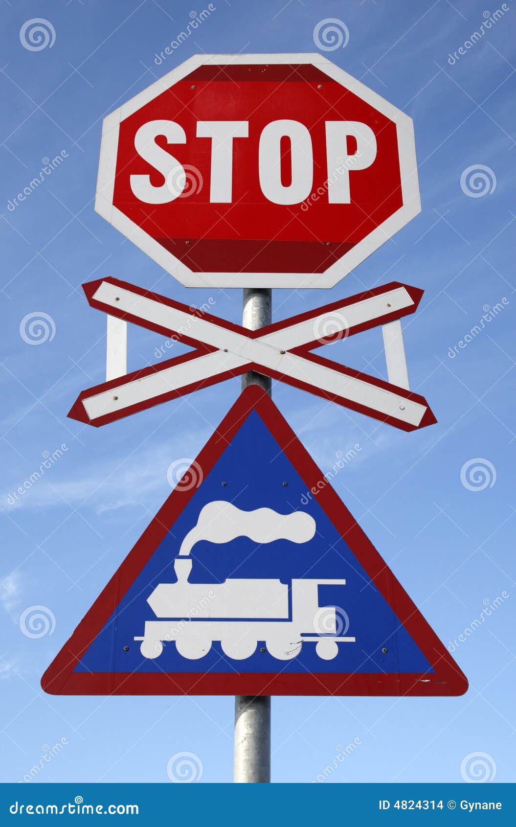Railway crossing stop sign stock photo. Image of steam - 4824314
