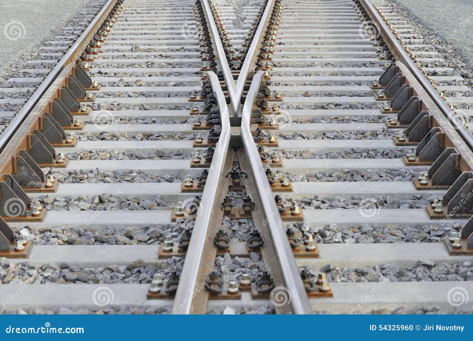 Railway crossroad stock photo. Image of beams, train - 54325960