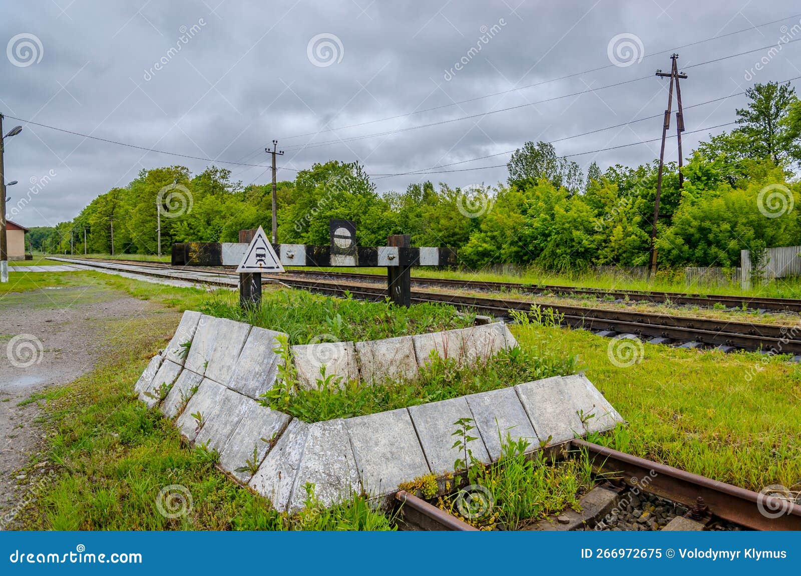 Railway Dead End At The Station For Sorting Wagons. Rail Transportation ...