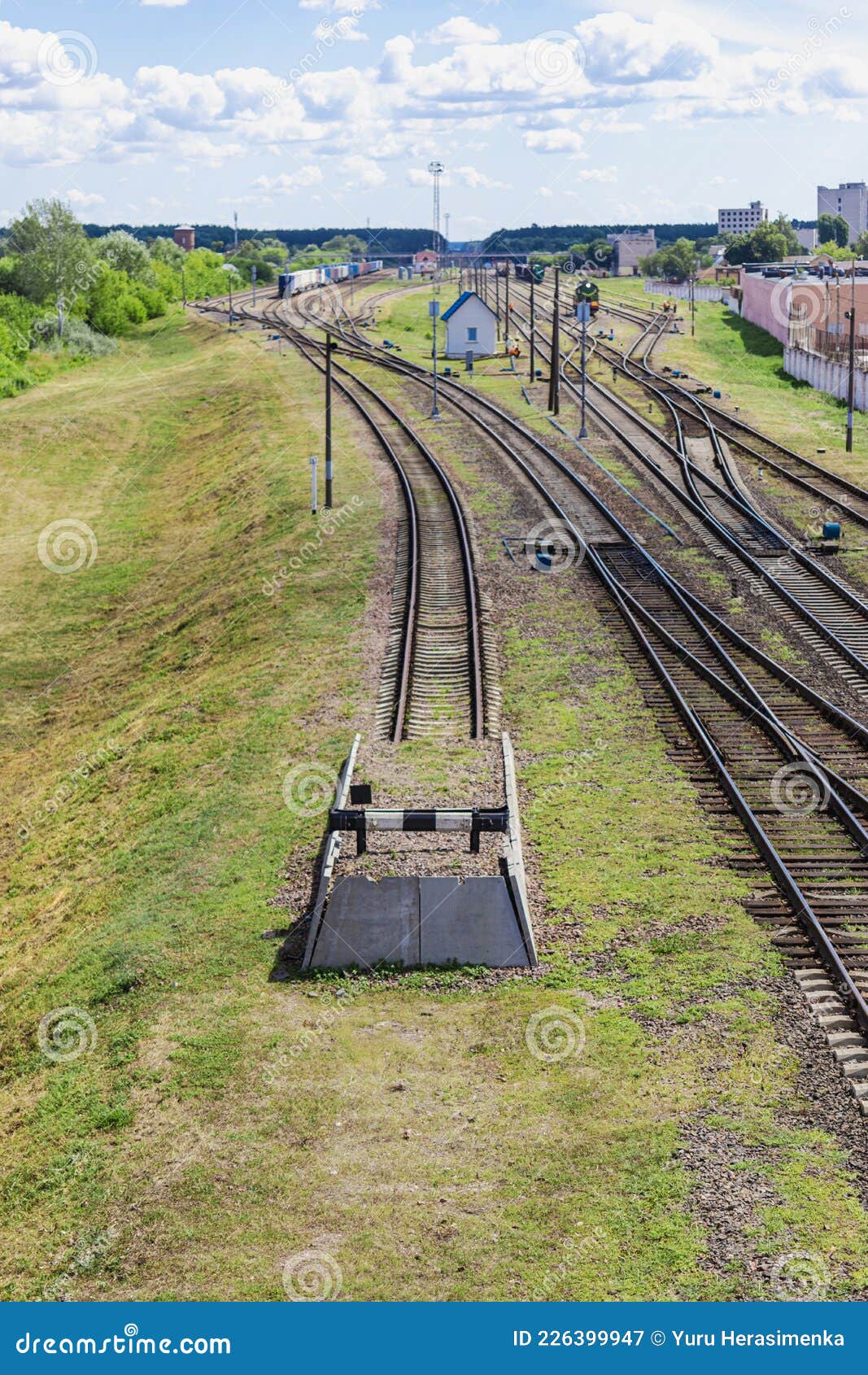 Railway Dead End At The Station For Sorting Wagons. Rail Transportation ...
