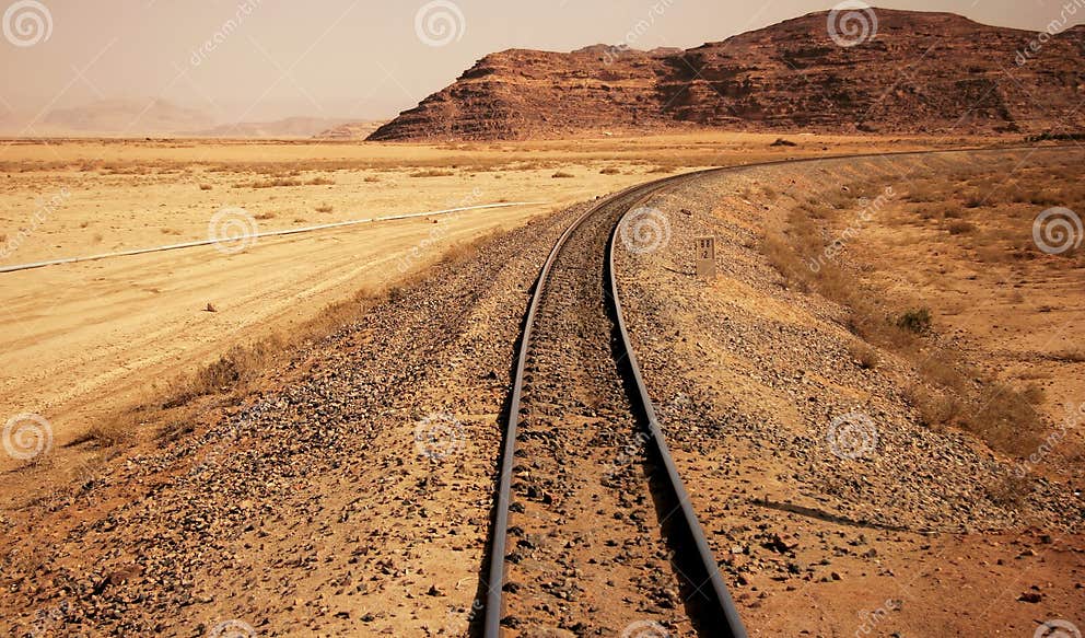 Railway through the desert stock image. Image of adventure - 488035