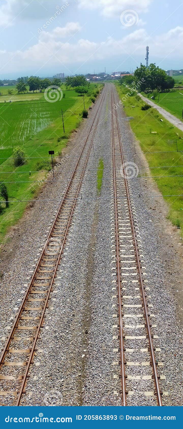 Railway Divides the Greenery Apart Stock Image - Image of greenery ...