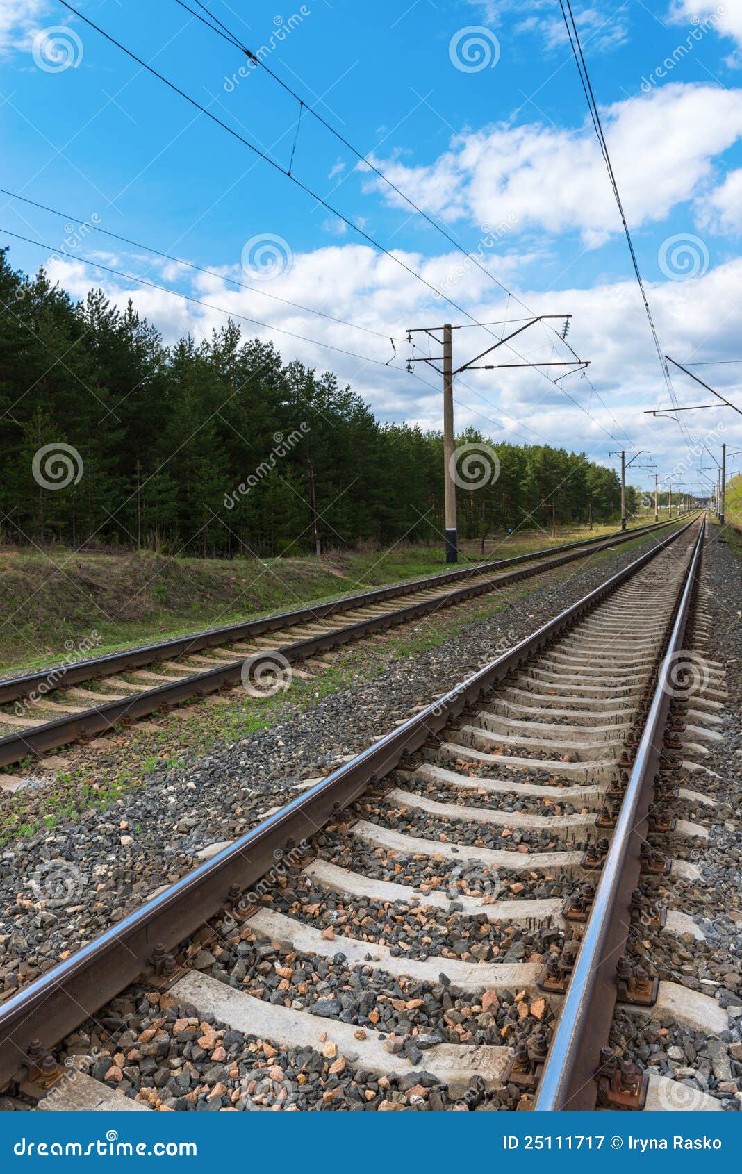 Railway with Electric Cables Stock Image - Image of journey, iron: 25111717