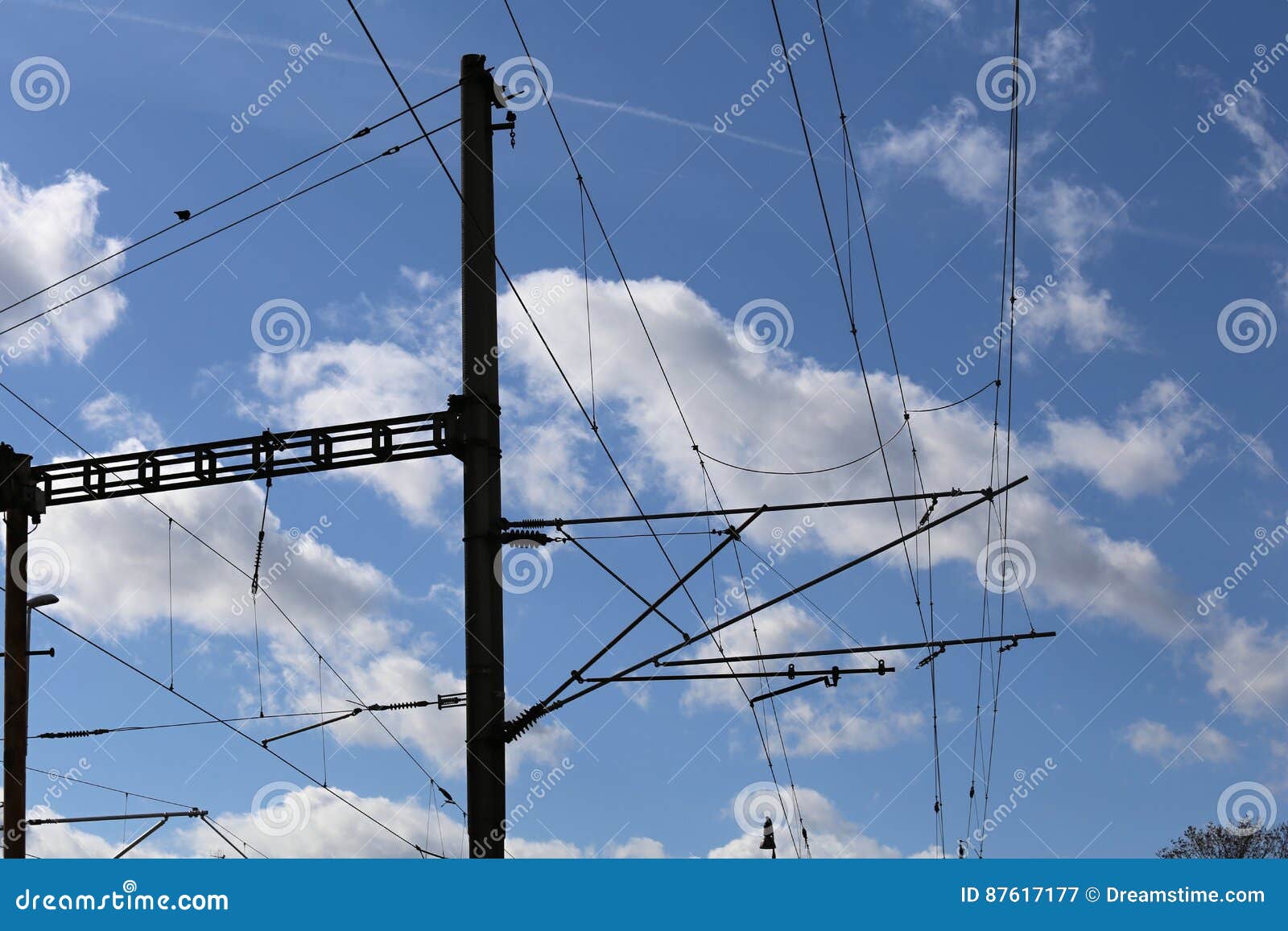 Electric Traction Line On Double-track Rail. Royalty-Free Stock Photo ...
