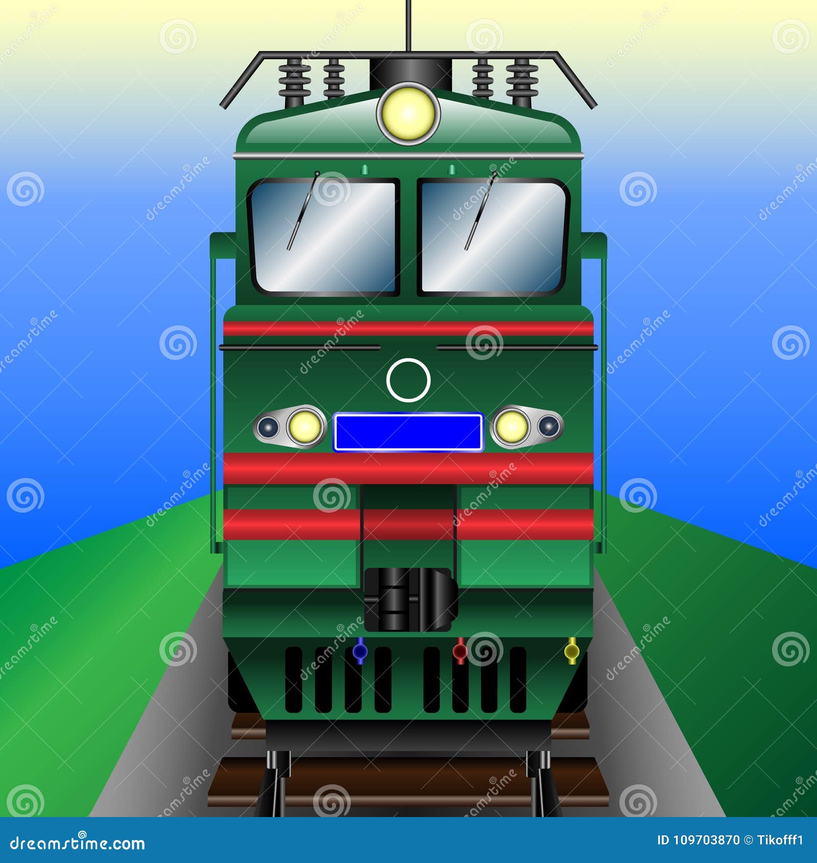Railway electric train stock vector. Illustration of tourism - 109703870