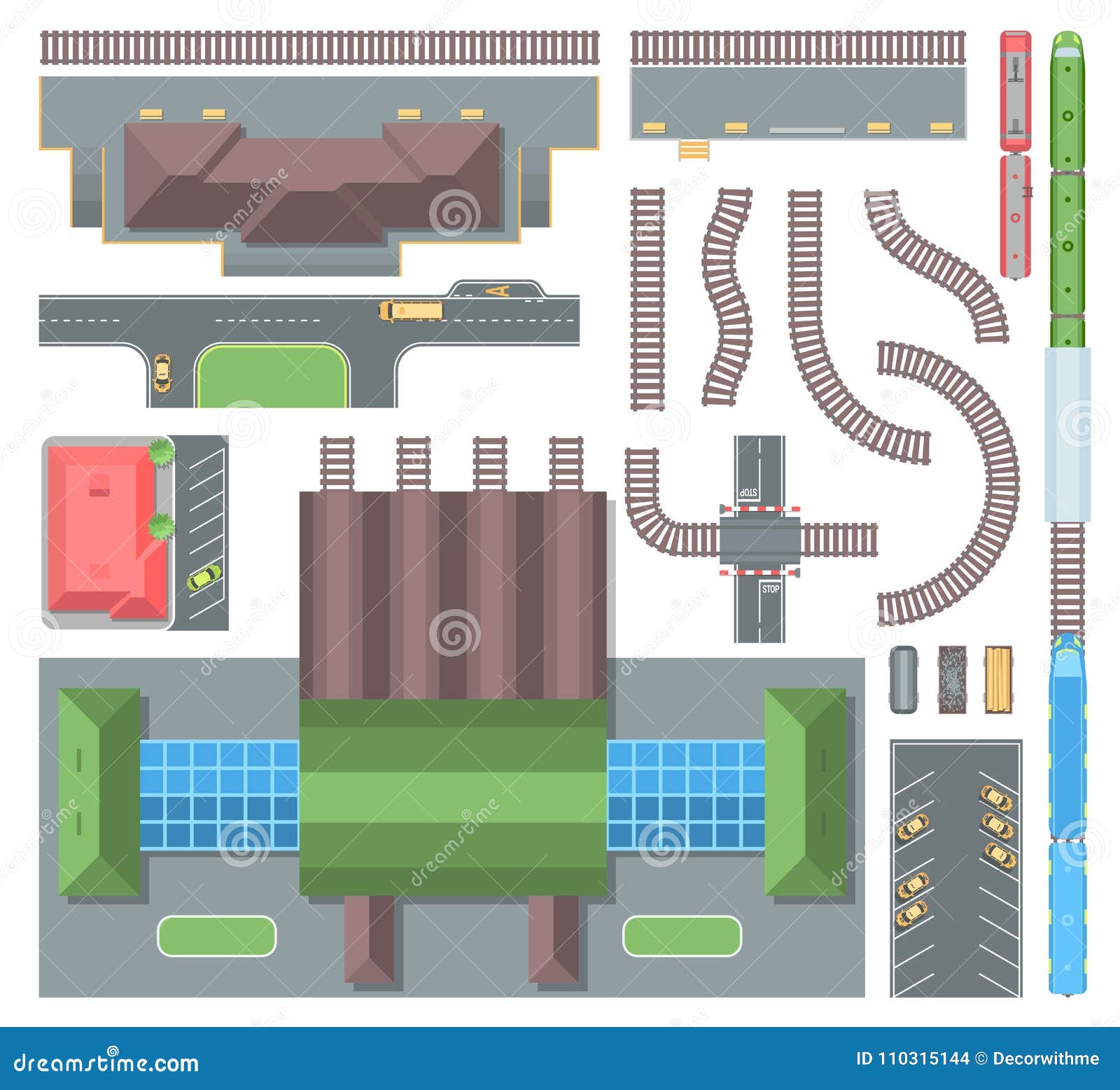 Railway Elements - Set of Modern Vector Objects Stock Vector ...