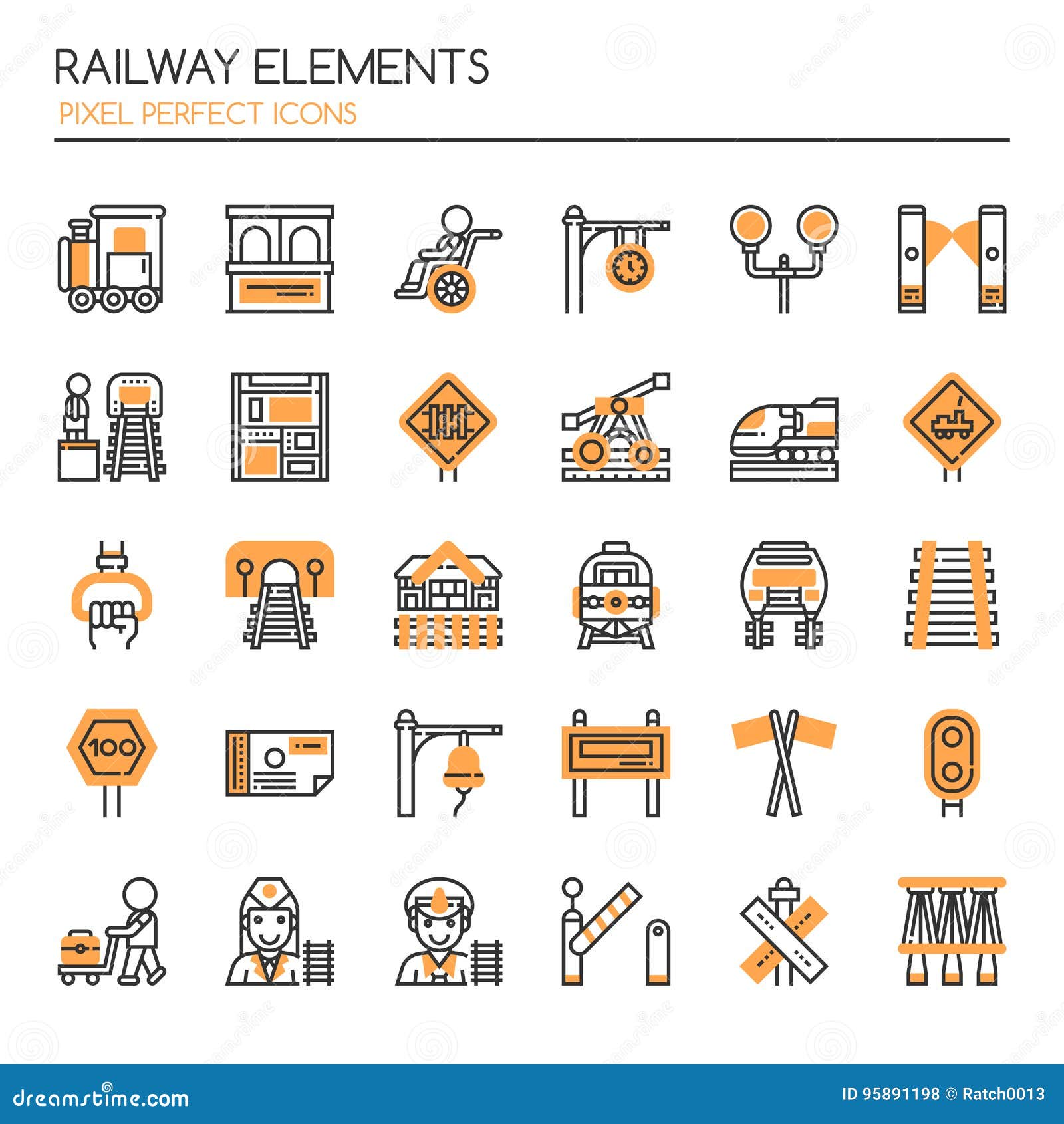 Railway Elements stock vector. Illustration of business - 95891198