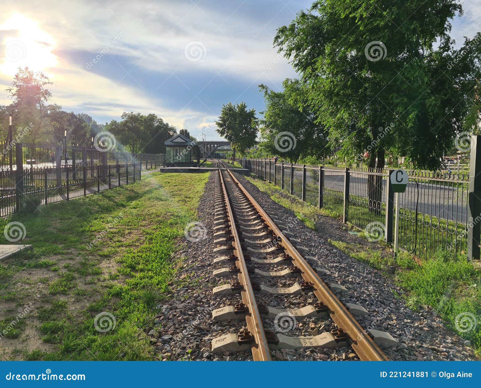 Railway. Empty Tracks Without A Train. Sunlight On The Rails Royalty ...
