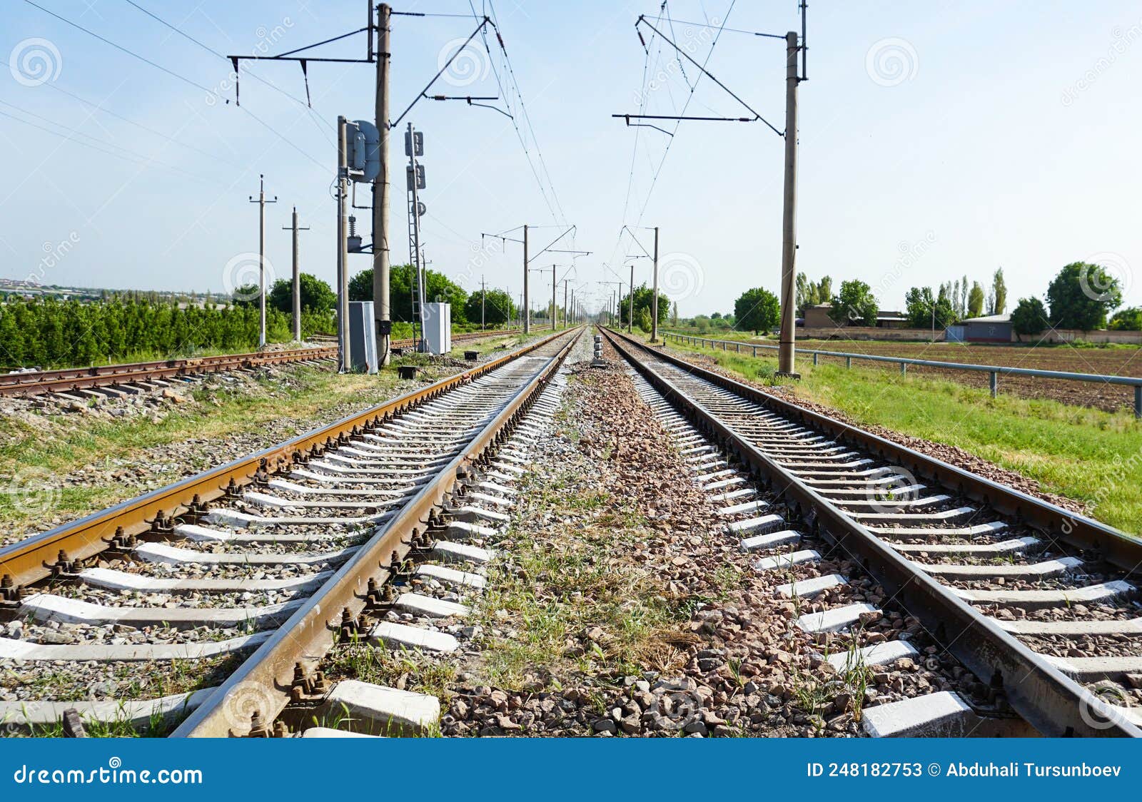Railway stock image. Image of railroad, iron, distance - 248182753
