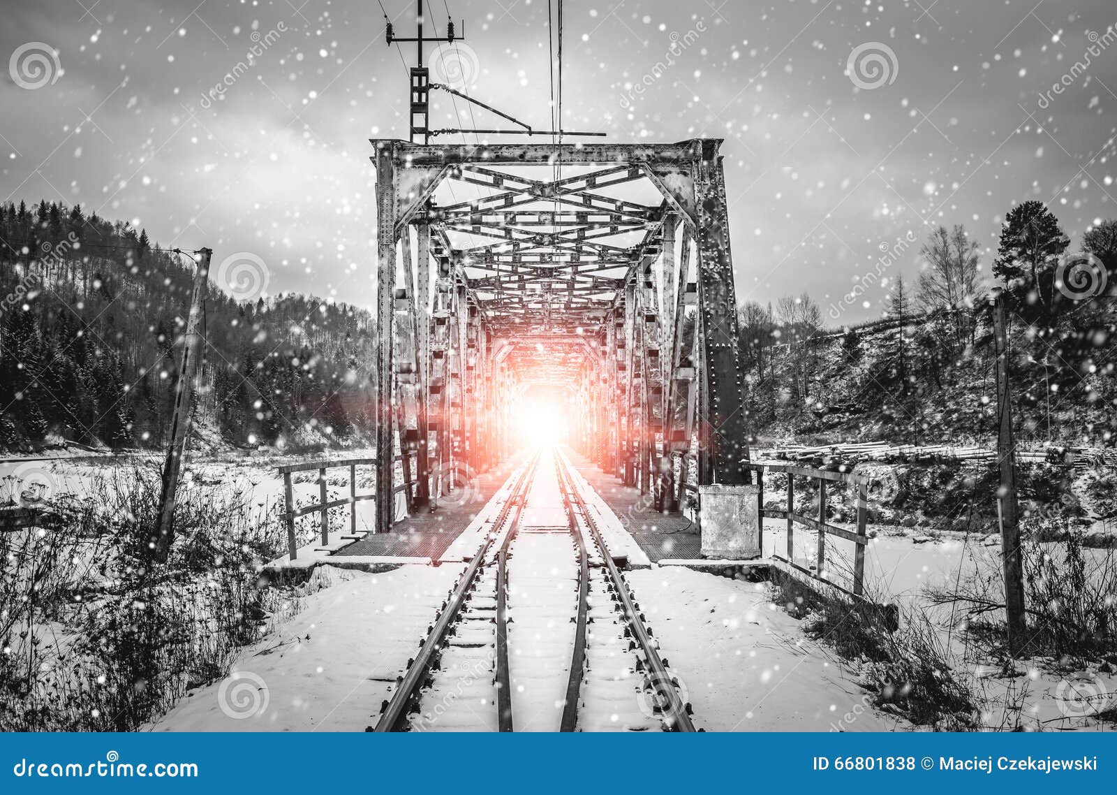 Railway Flyover and Spotlight Stock Photo - Image of country, industry ...