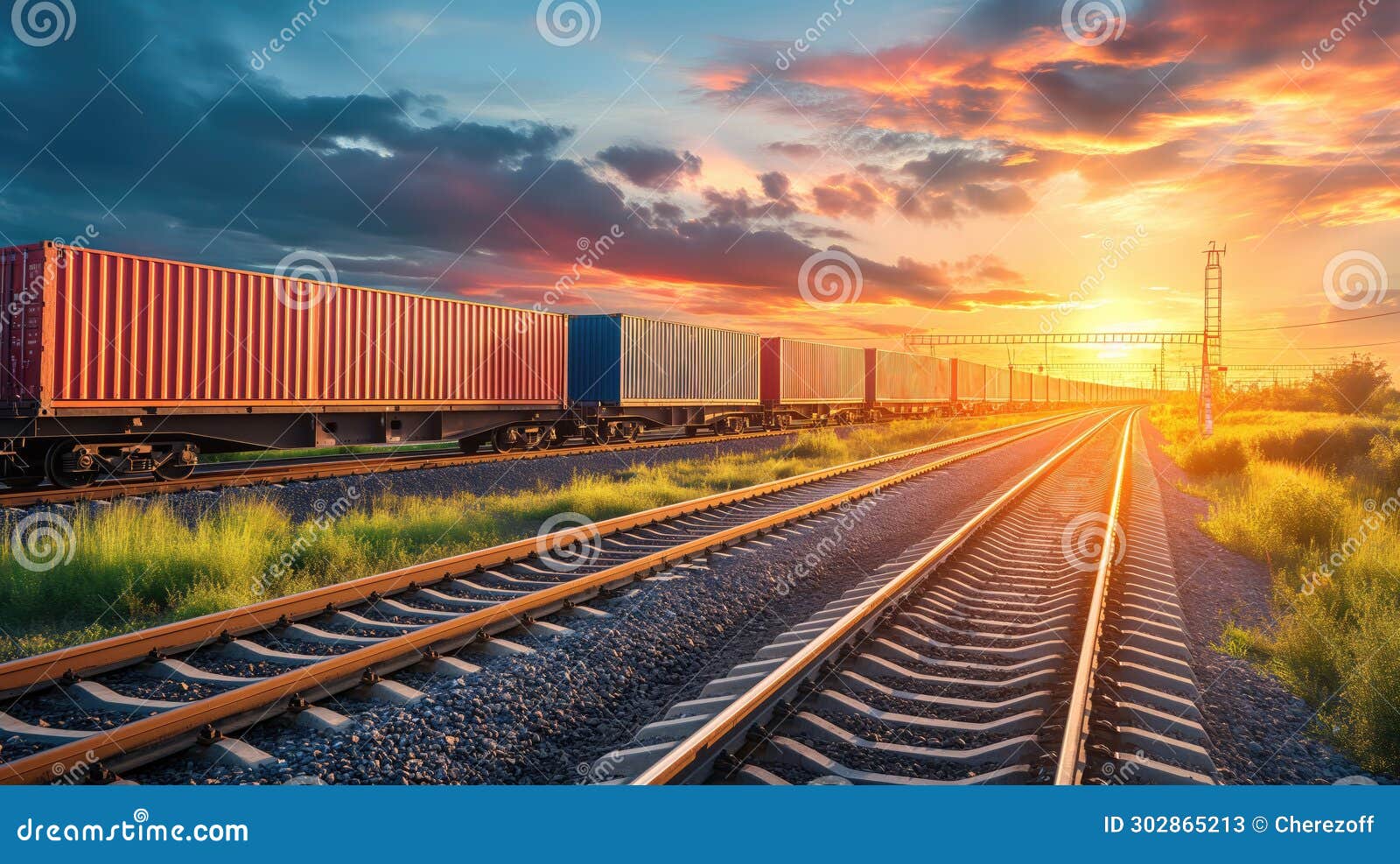Railway freight train stock image. Image of commercial - 302865213