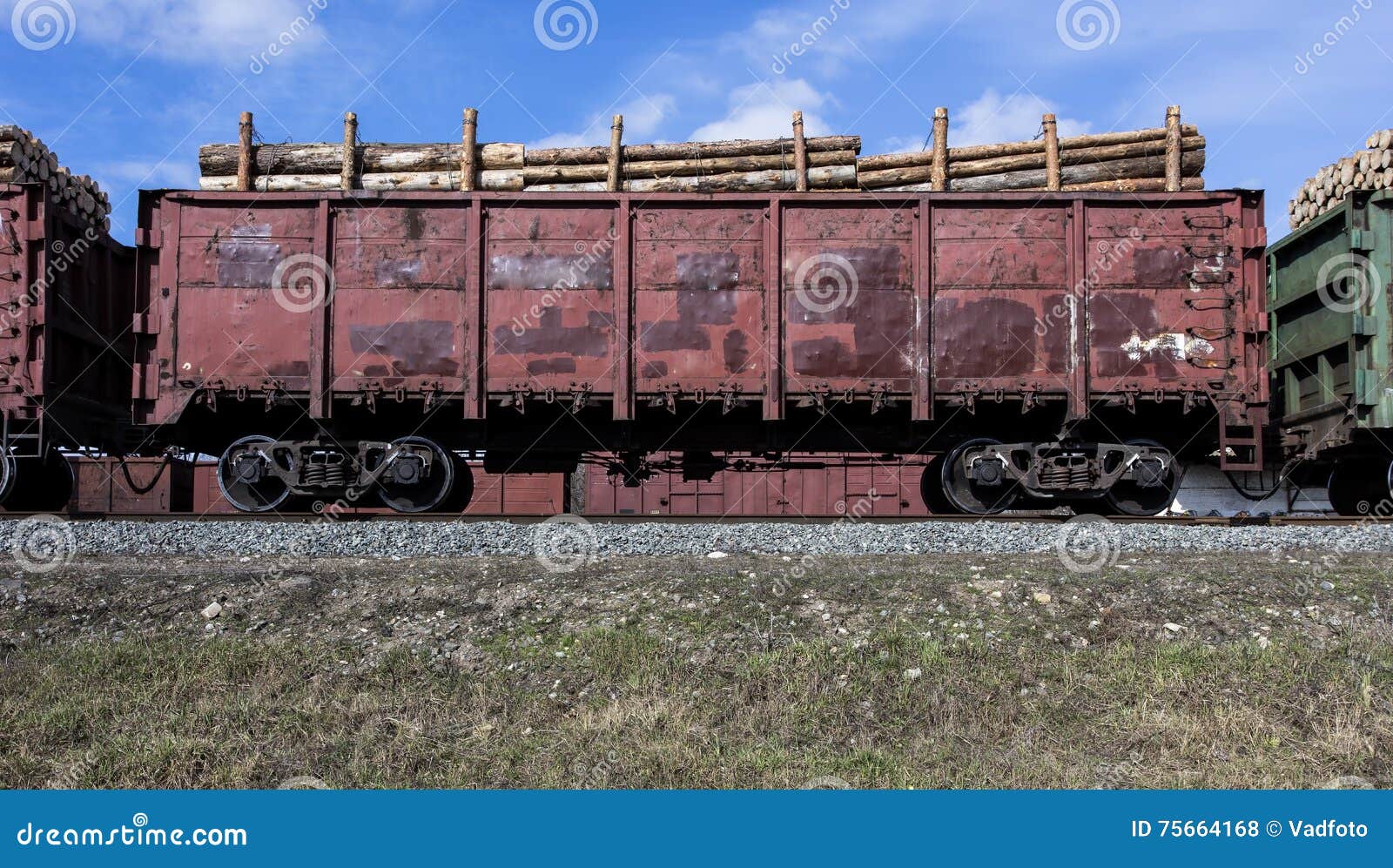 Railway freight wagon stock photo. Image of export, loaded - 75664168