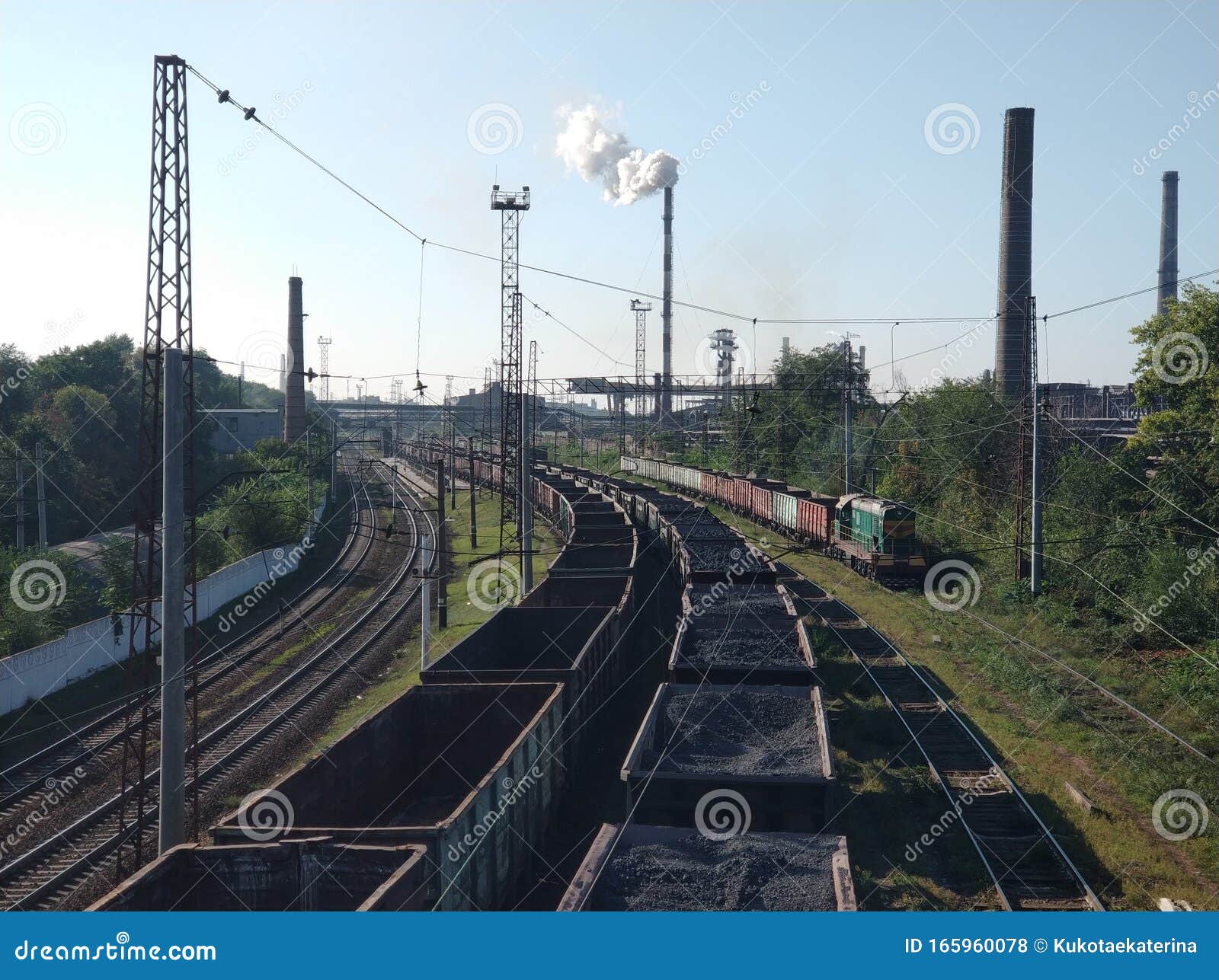 Railway. Freight Wagons Carrying Different Loads Stock Photo - Image of ...