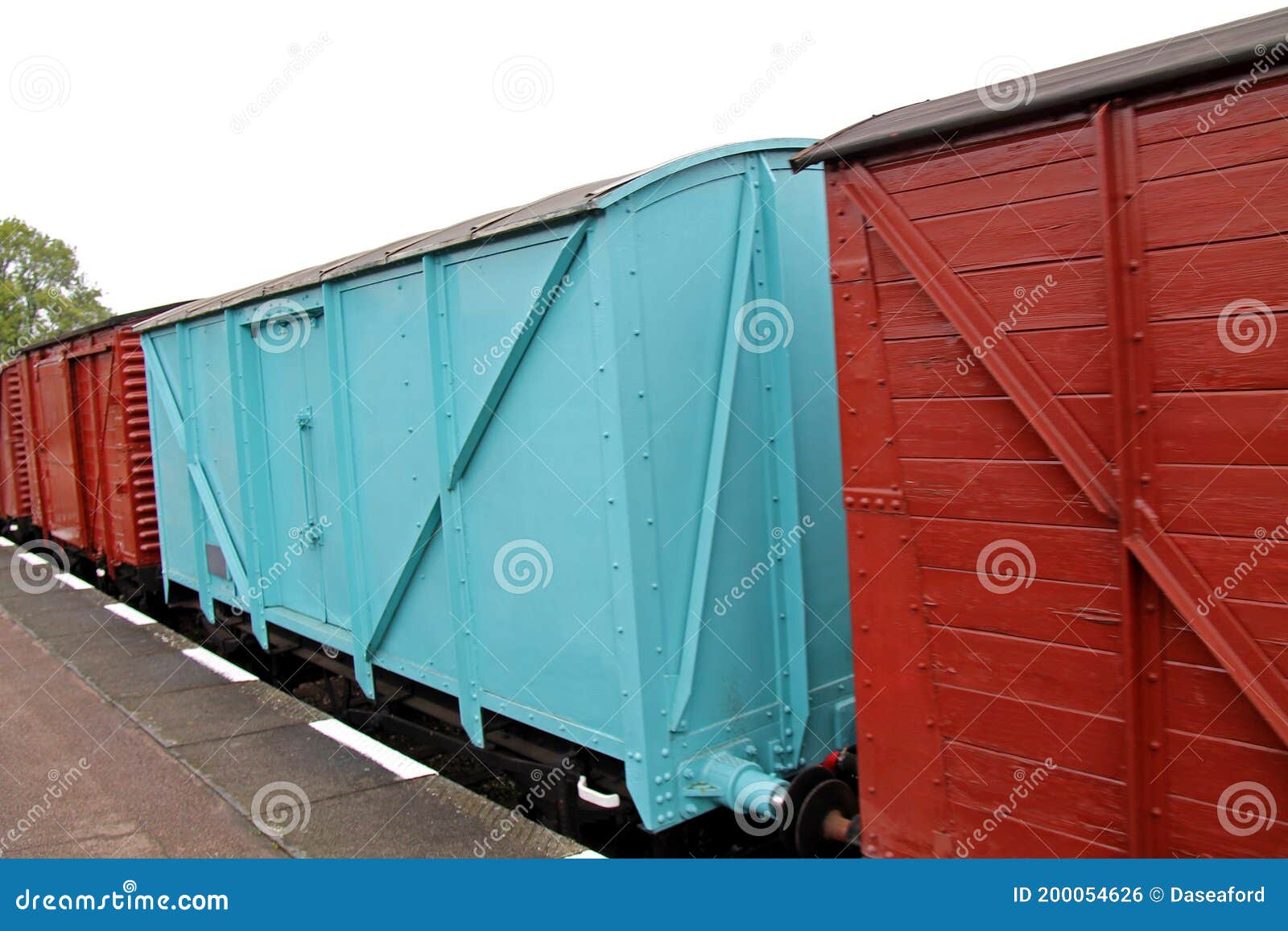 Railway Freight Wagons. stock photo. Image of track - 200054626