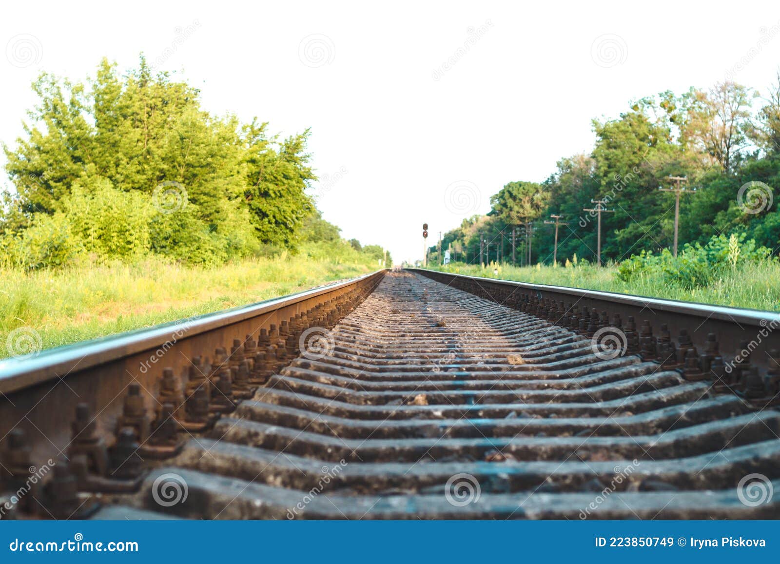 The Railway Going into the Distance. Iron Empty Long Rails. Stock Image ...