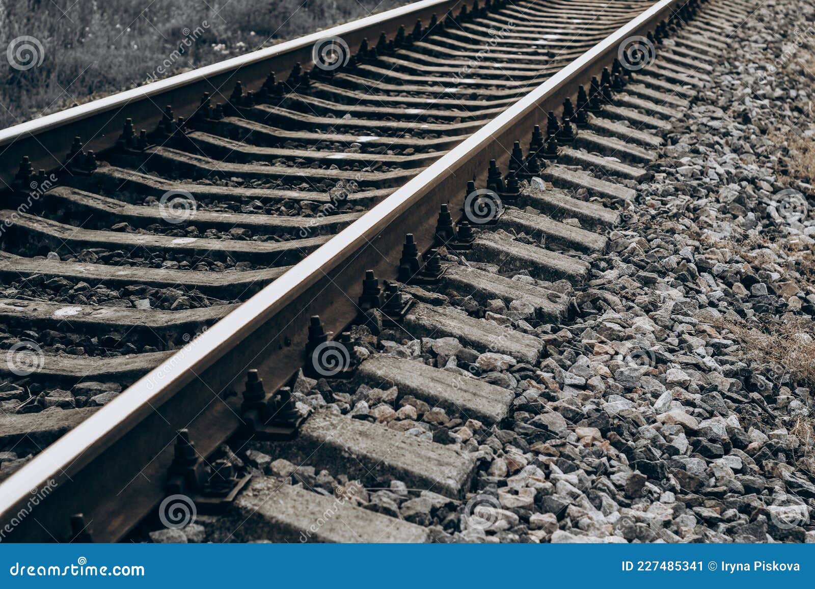 The Railway Going into the Distance. Iron Empty Long Rails. Stock Image ...