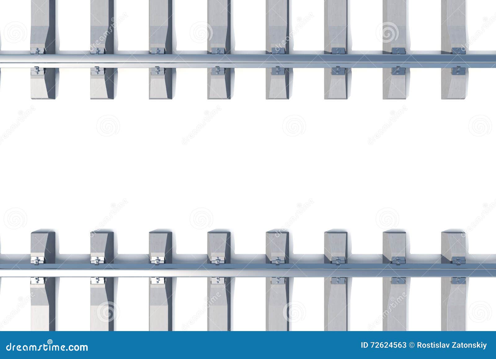 Railway Horizontal Top View on White Background. 3d Illustration Stock ...
