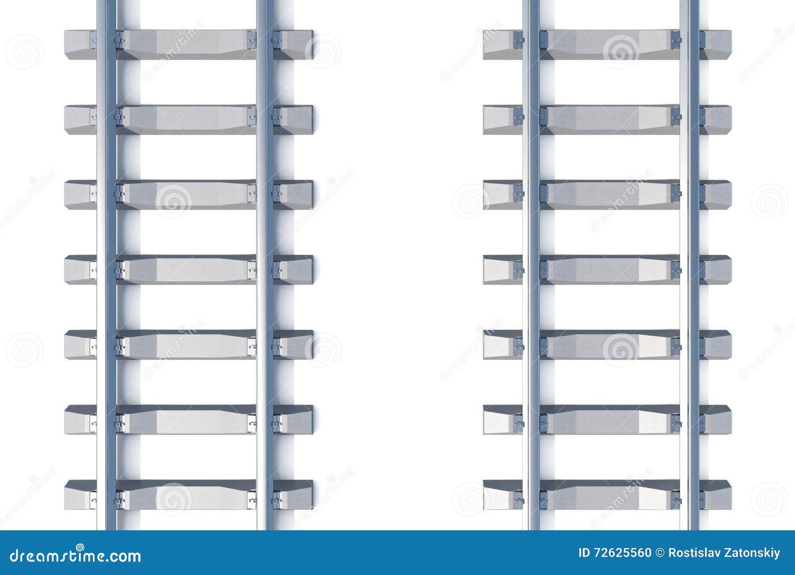 Railway Horizontal Top View on White Background. 3d Illustration Stock ...