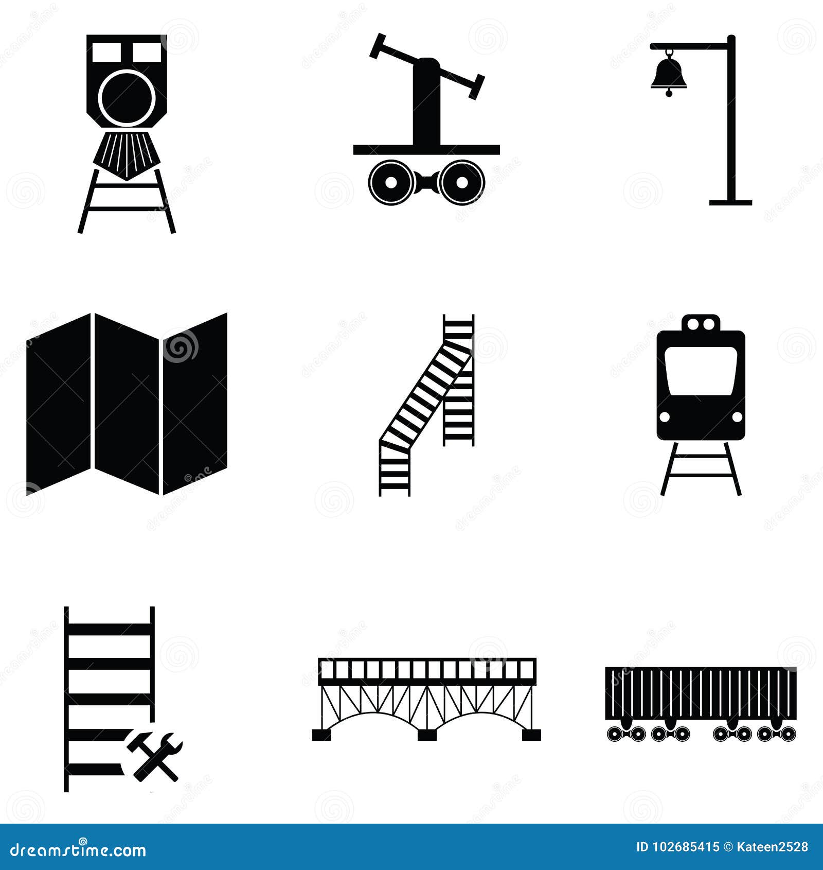 Railway icon set stock illustration. Illustration of railway - 102685415