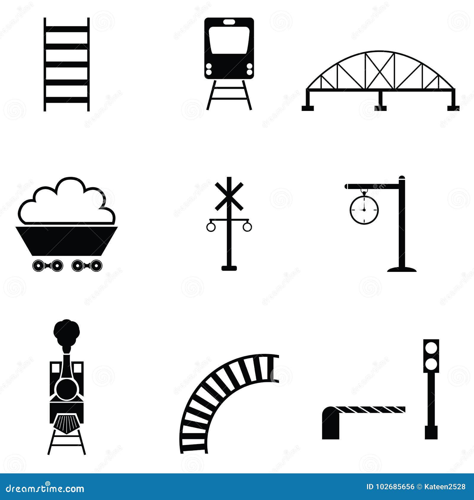 Railway icon set stock vector. Illustration of railway - 102685656