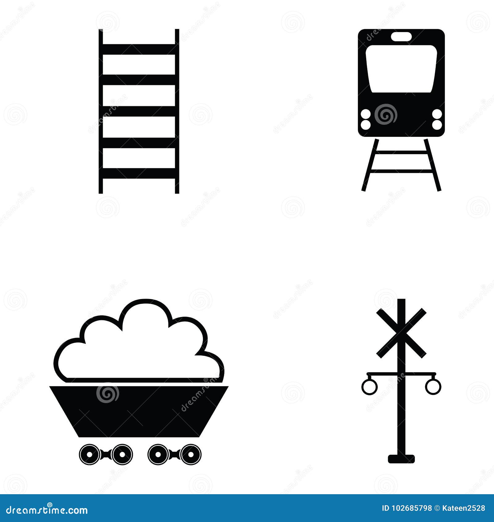 Railway icon set stock vector. Illustration of white - 102685798