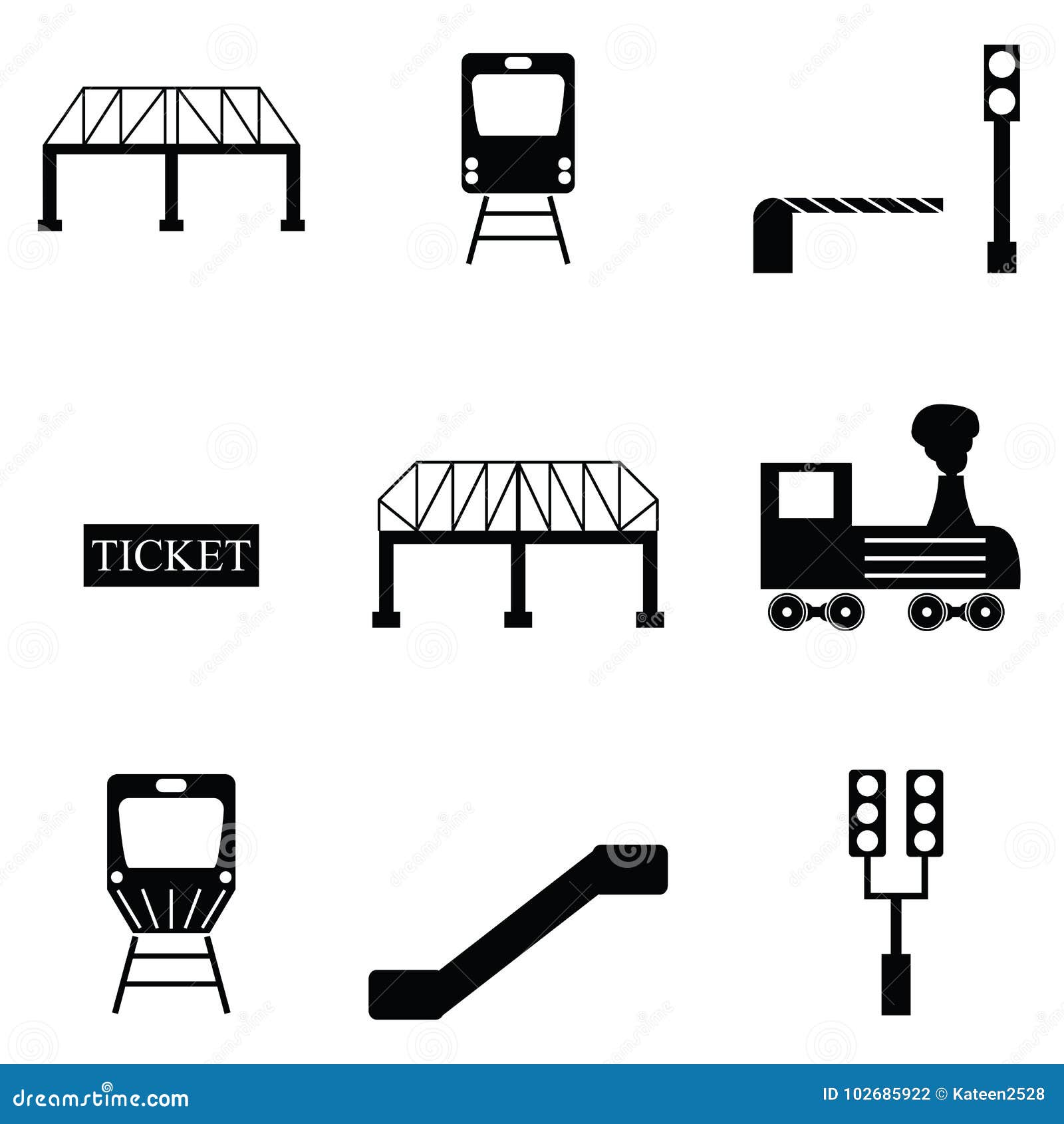 Railway icon set stock vector. Illustration of transportation - 102685922