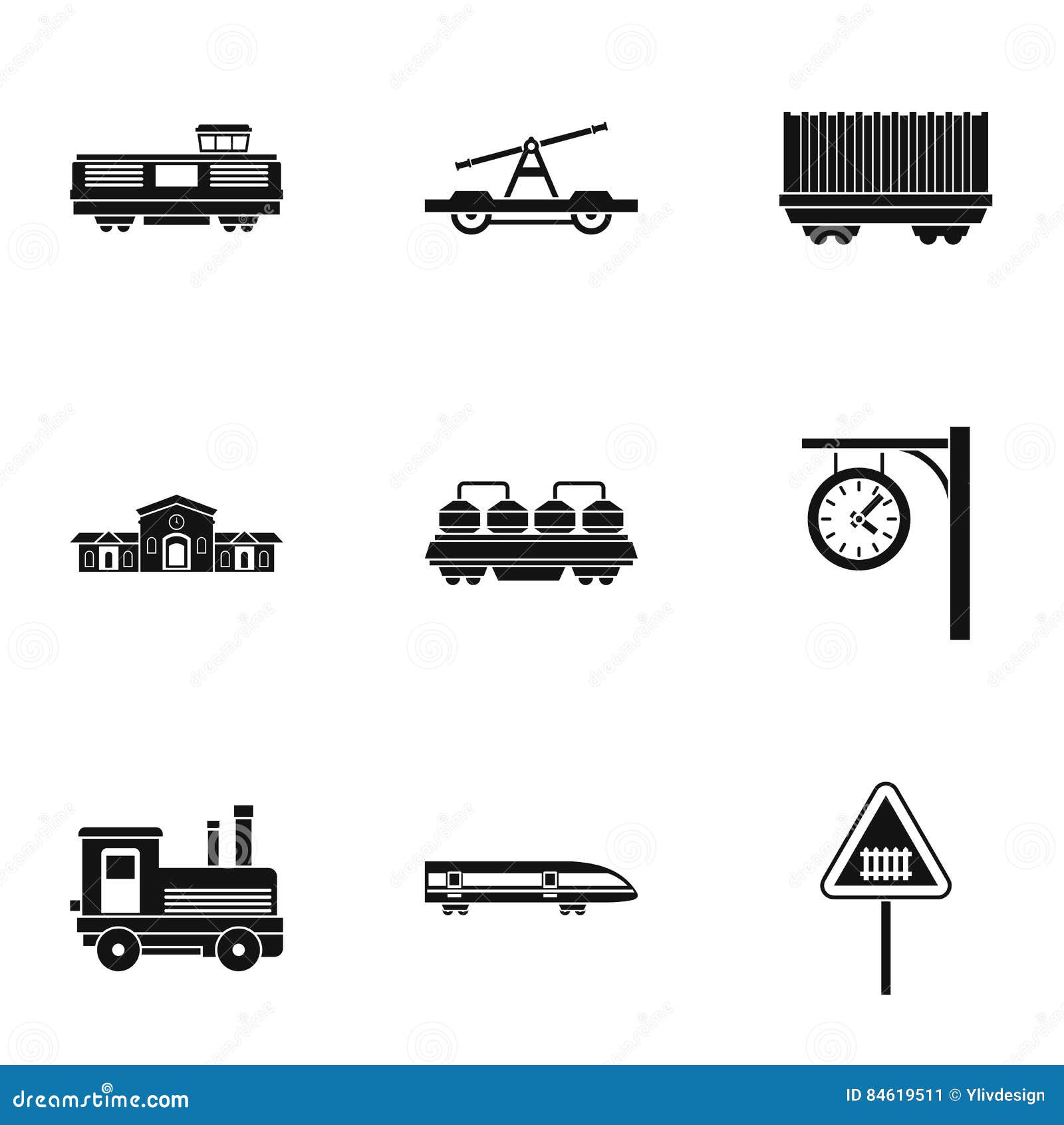 Railway Icons Set, Simple Style Stock Vector - Illustration of journey ...