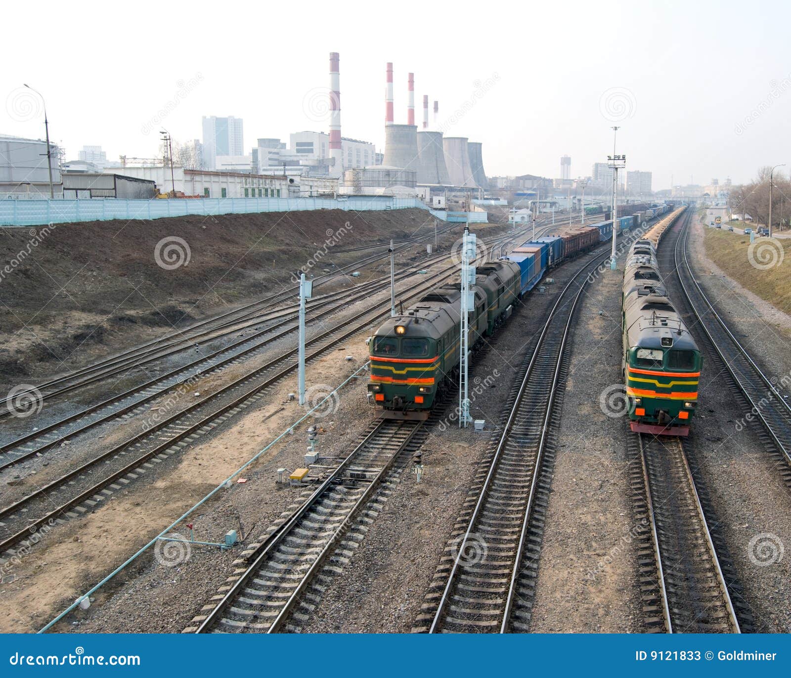 Railway in industrial area stock image. Image of columns - 9121833