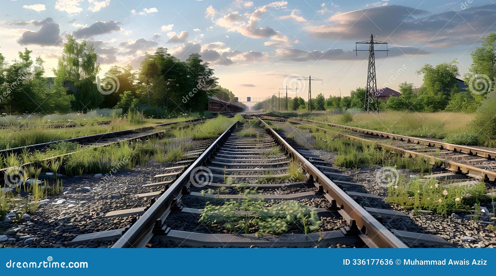 Railway Infrastructure Background with Rail Track - Ai Generated Stock ...