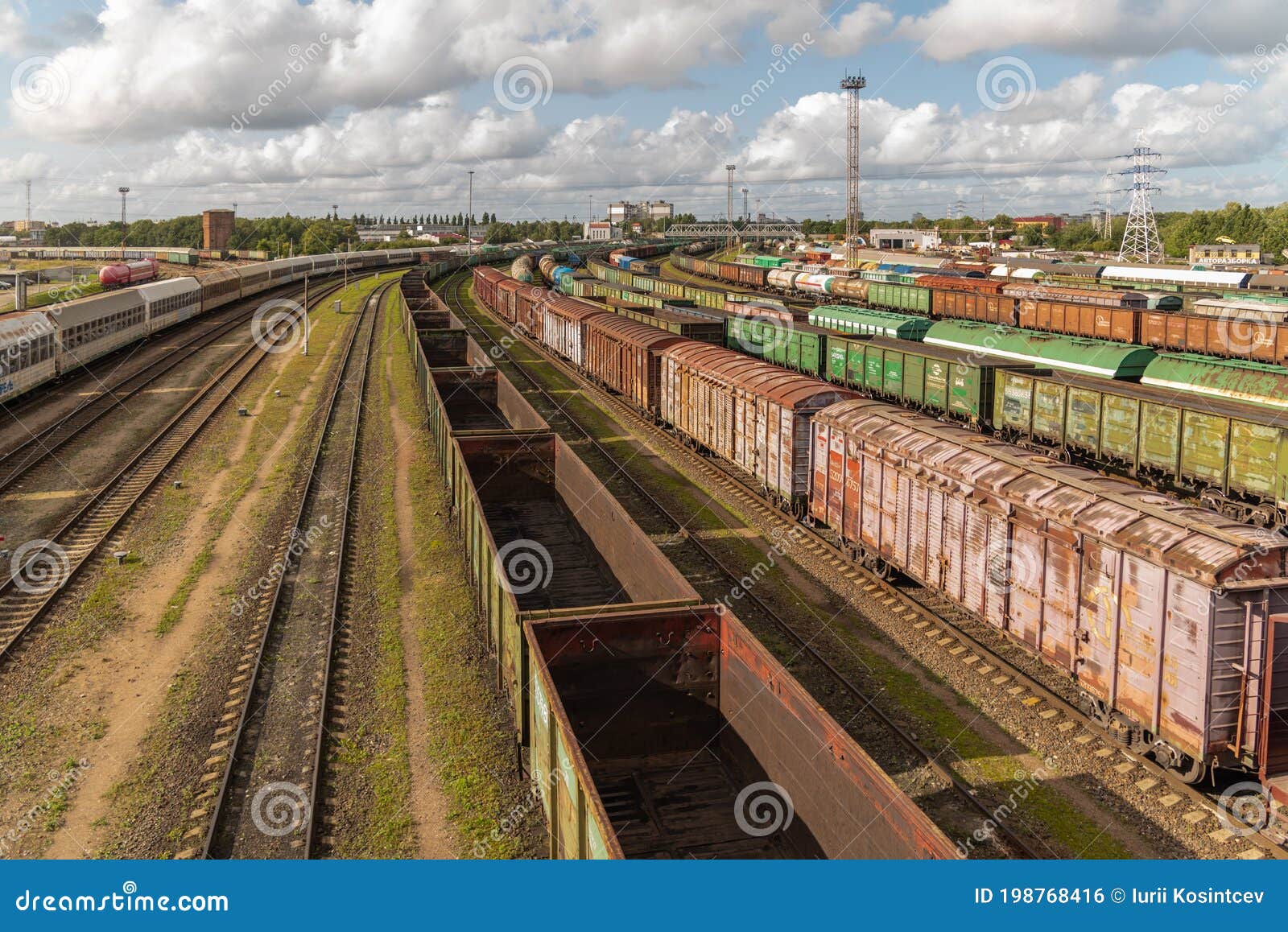 Railway Interchanges with Freight Cars Stock Photo - Image of ...