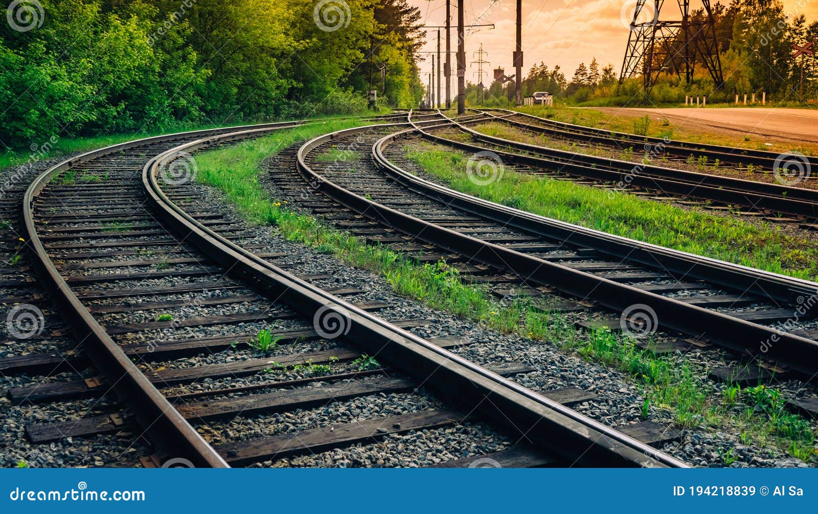 Railway Intersections. Two Track Directions. Stock Image - Image of ...
