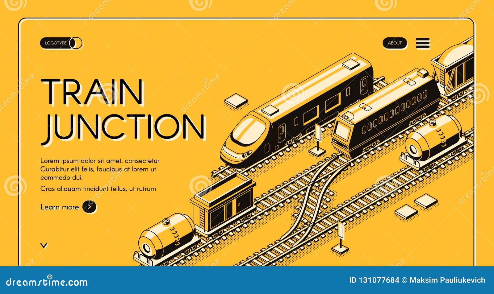 Railway Junction Isometric Vector Website Template | CartoonDealer.com ...