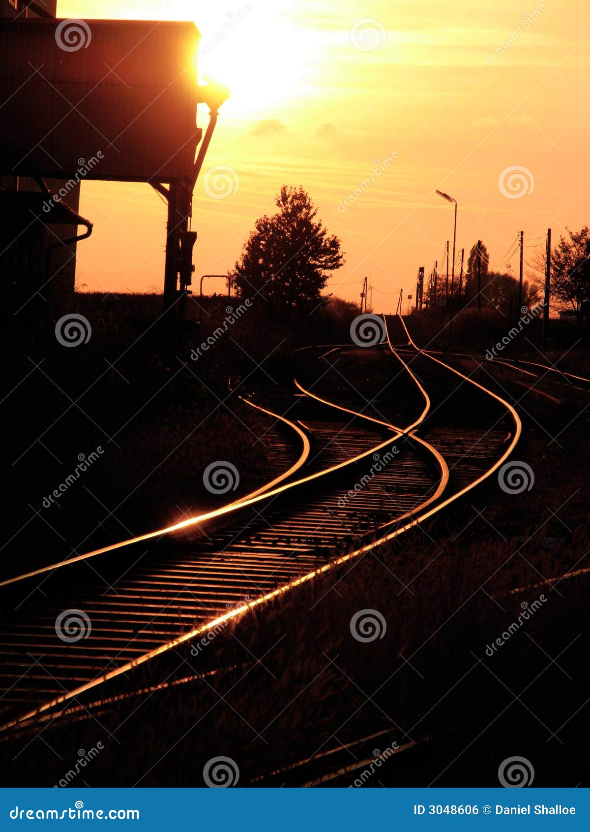 Railway junction at sunset stock photo. Image of parallel - 3048606