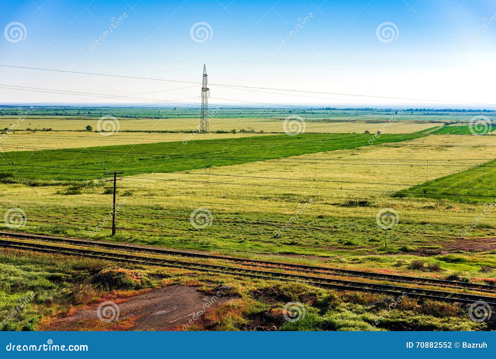 Railway Landscape. Many Railroad Cars And Tanks Standing In Rail ...