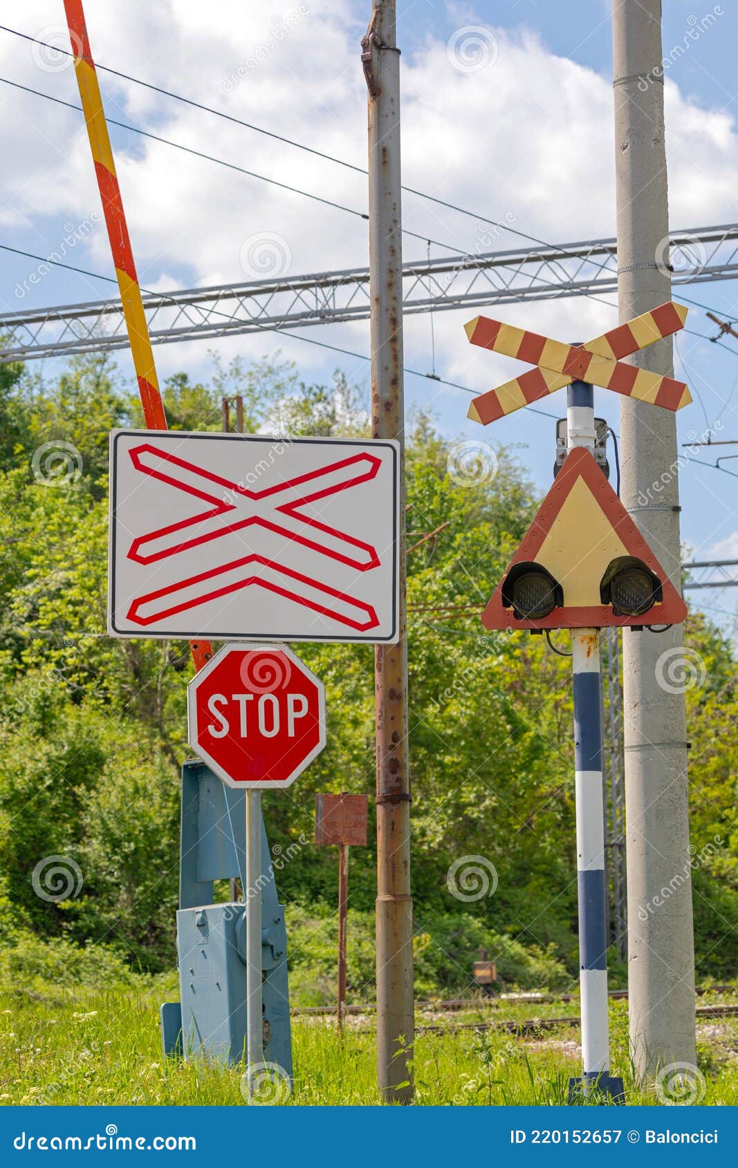 Railway Level Crossing stock image. Image of level, signal - 220152657