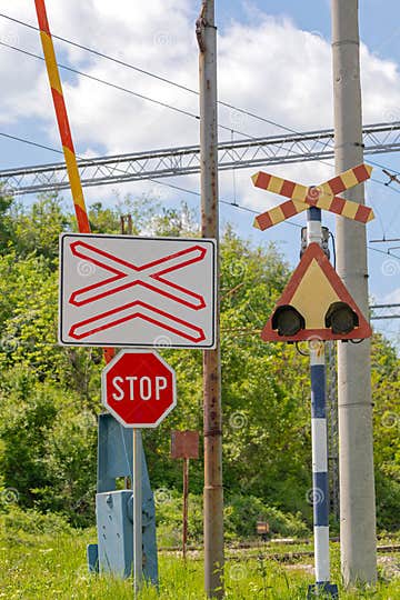 Railway Level Crossing stock image. Image of level, signal - 220152657
