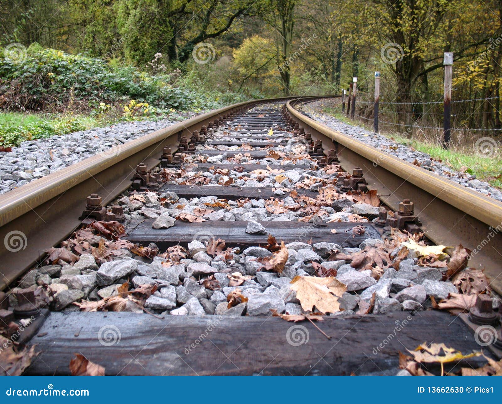 Railway line stock photo. Image of track, bolt, leaves - 13662630