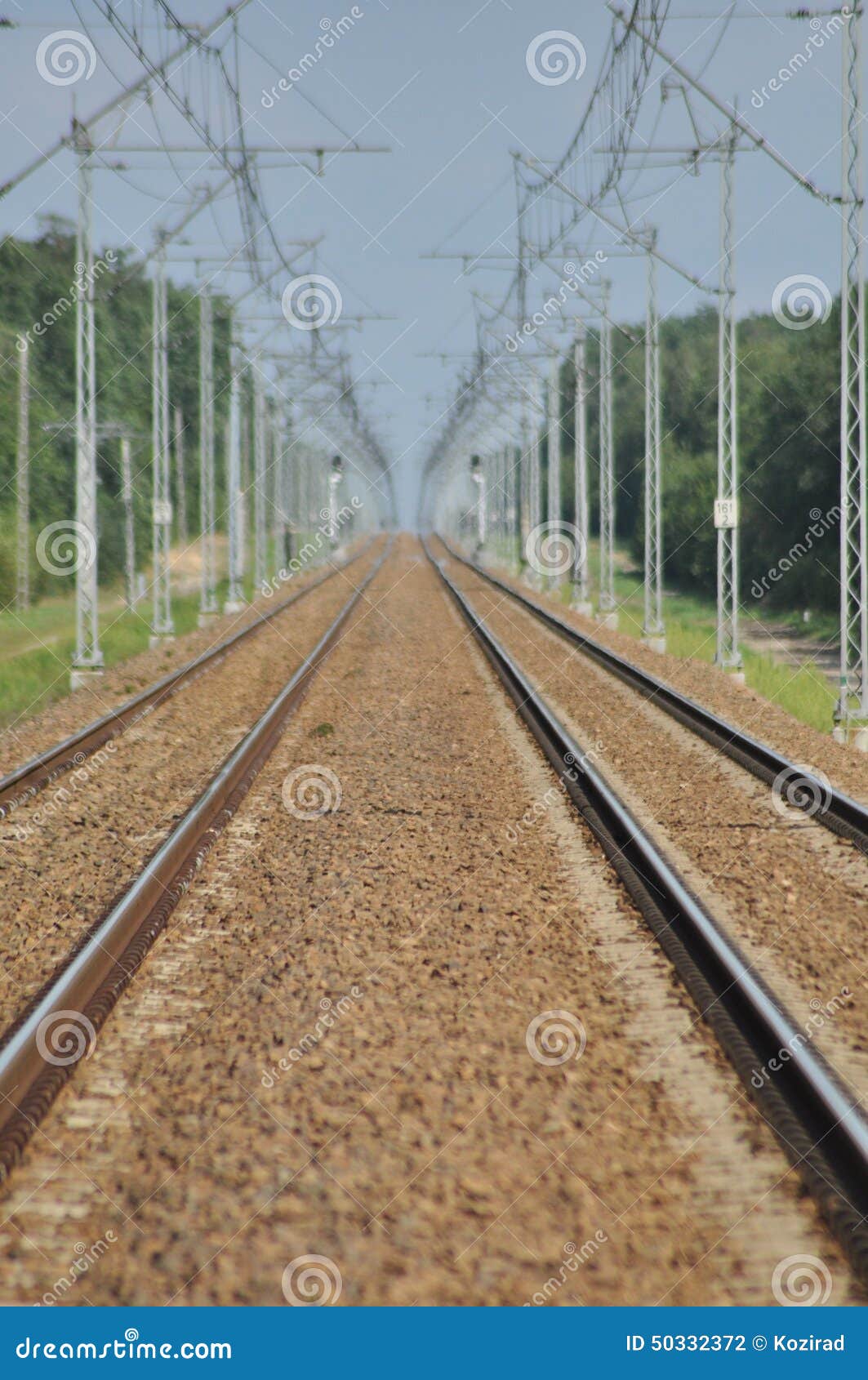 The Railway Line. Electric Traction. Tracks for Trains. Stock Photo ...