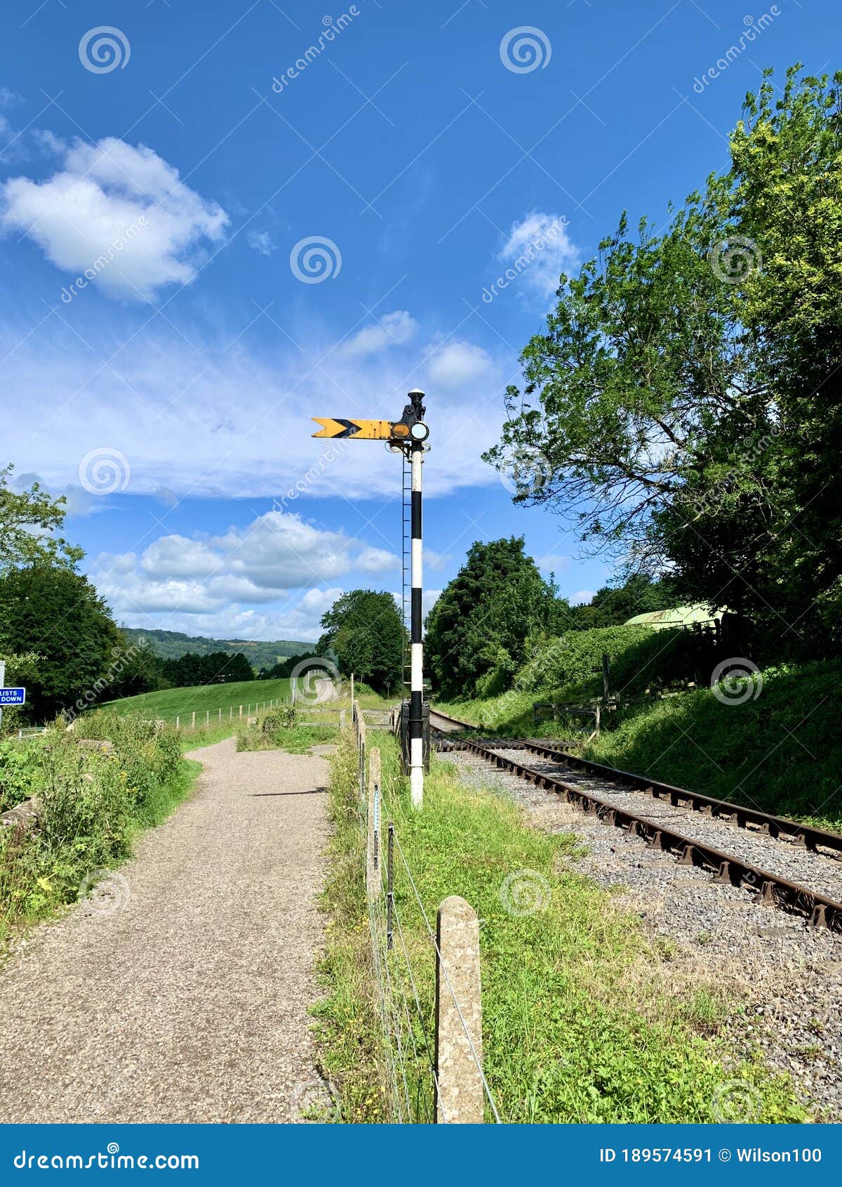 Railway line signal stock image. Image of line, summer - 189574591