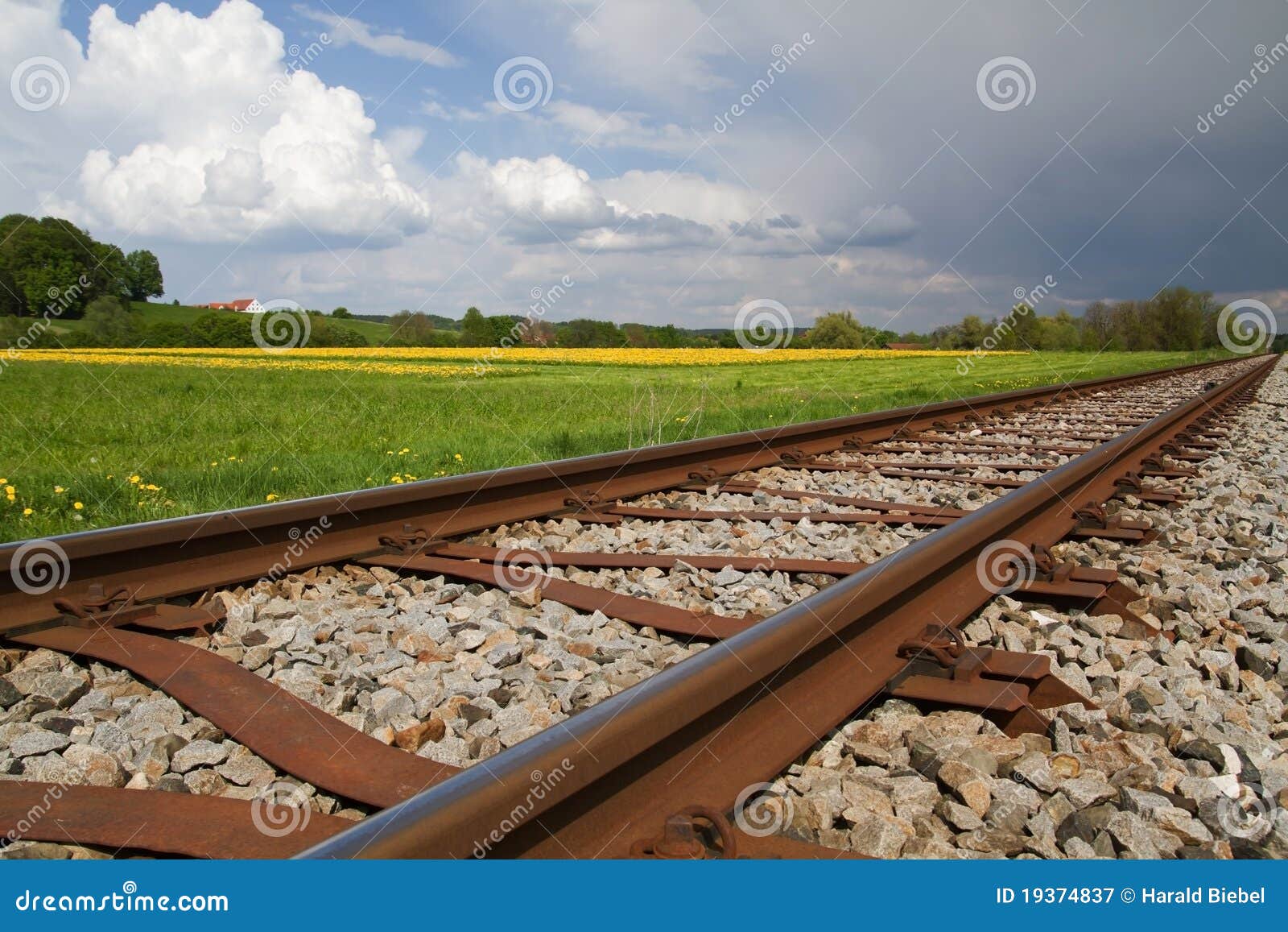 Railway Line in Spring stock image. Image of distance - 19374837
