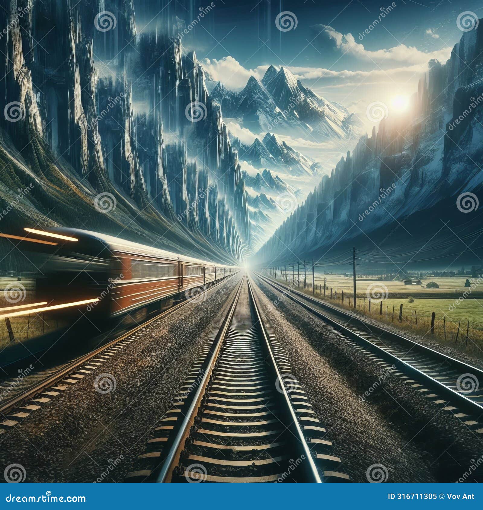 626 86. A Railway Line That Runs Through A City Of Light, With Royalty ...