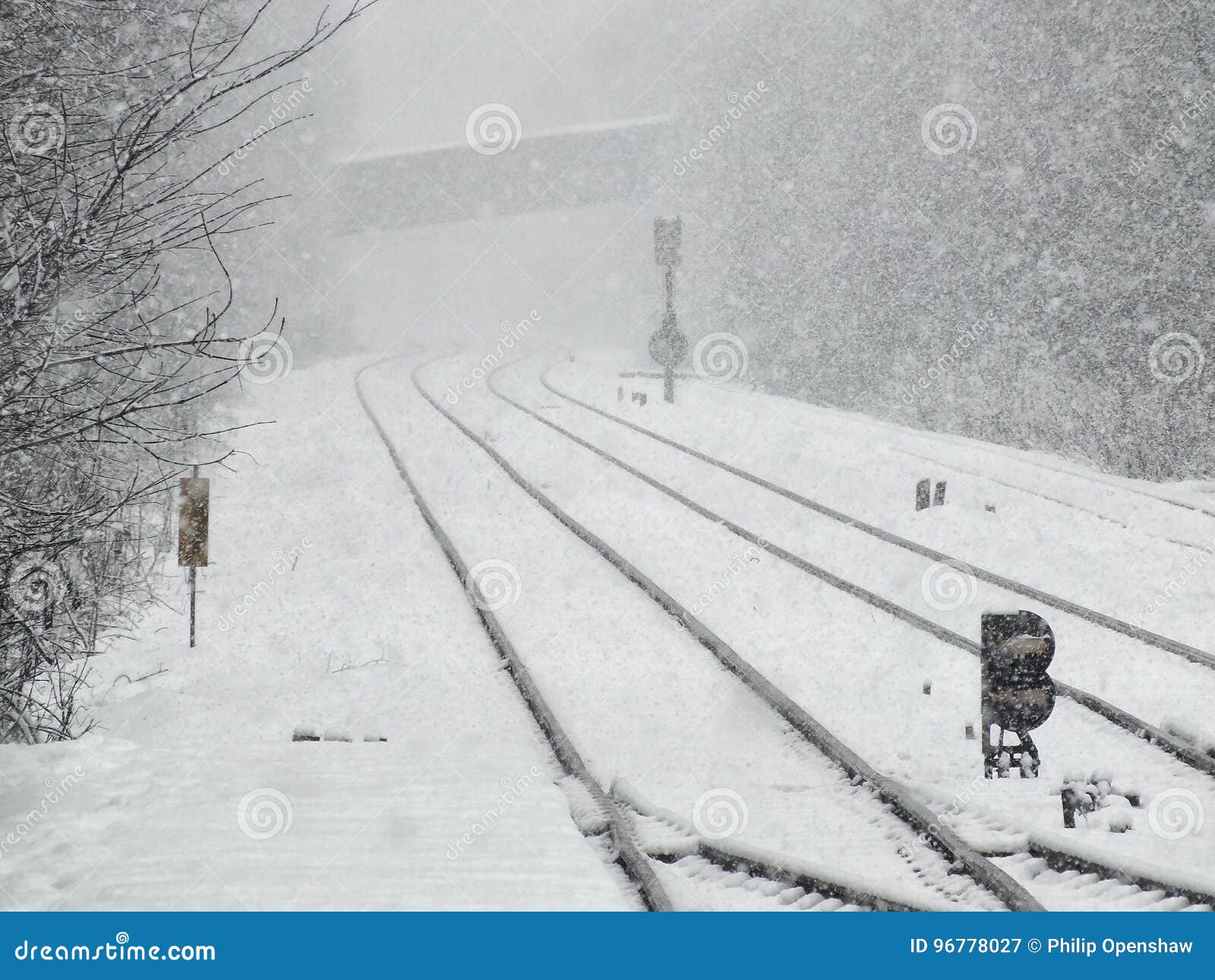 Railway Line in Winter in Heavy Snow Stock Image - Image of steel, snow ...