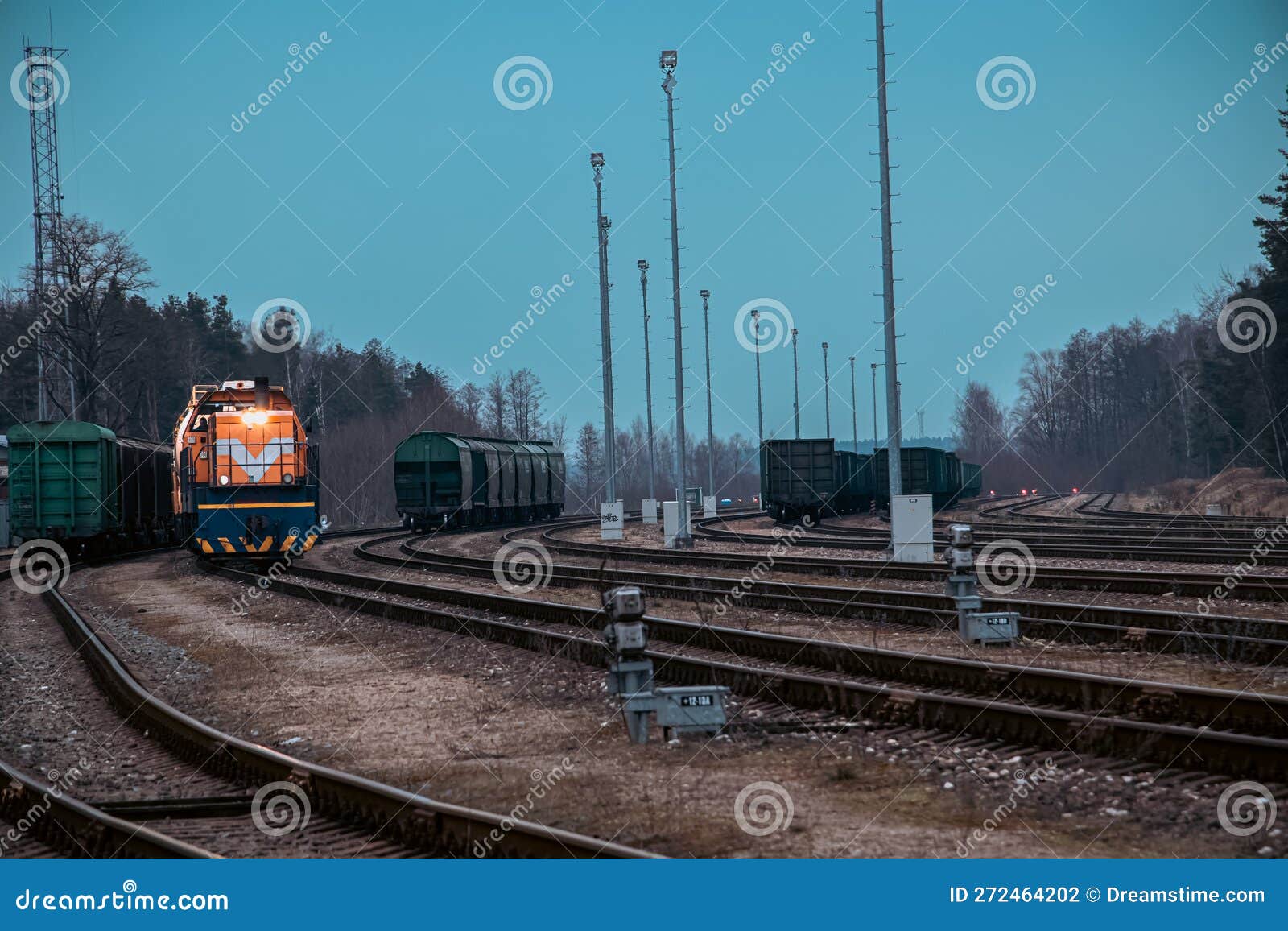 Railway Locomotive, Wagons on the Tracks, Logistics Stock Photo - Image ...