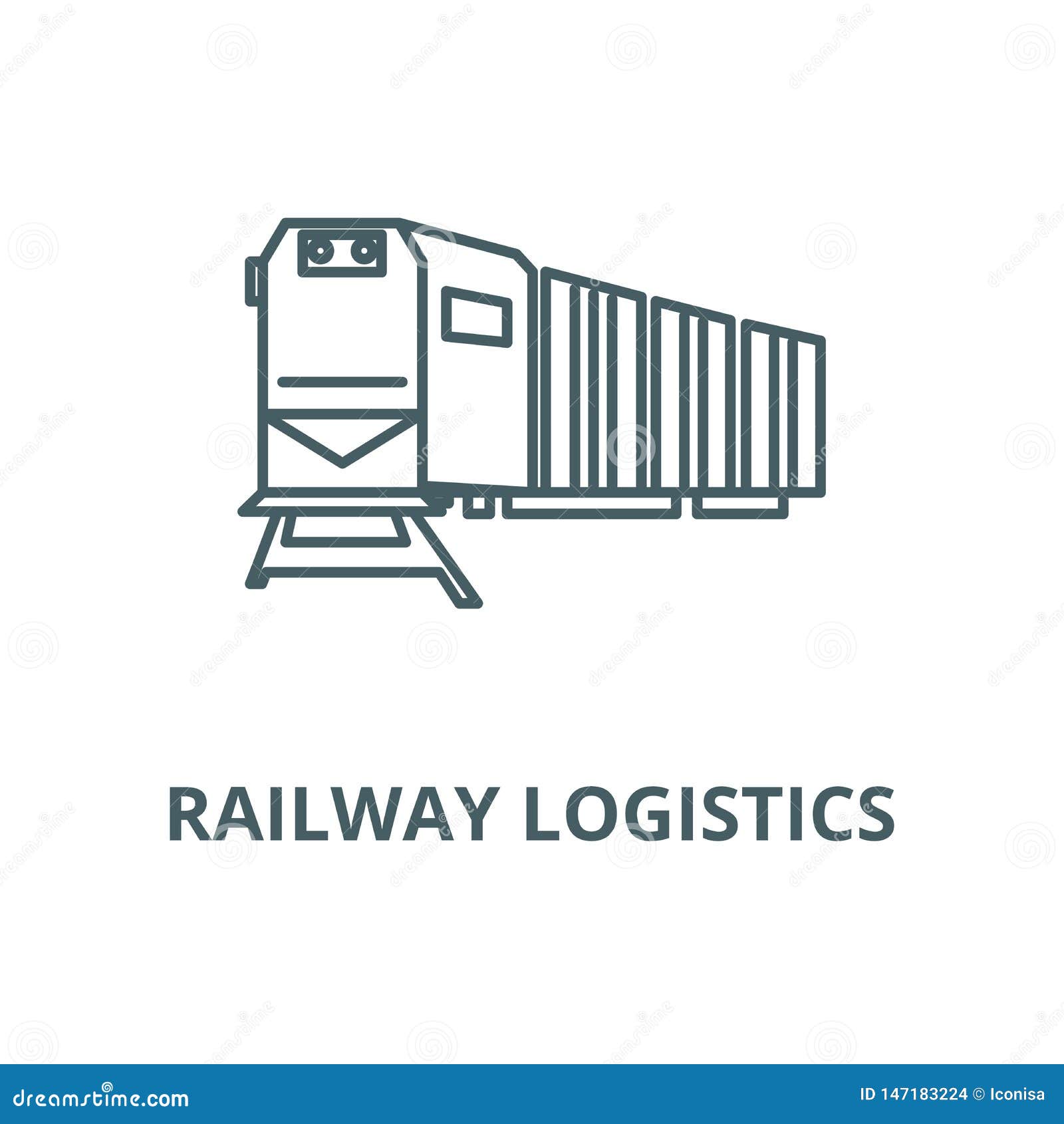 Railway Logistics,train,cargo Vector Line Icon, Linear Concept, Outline ...